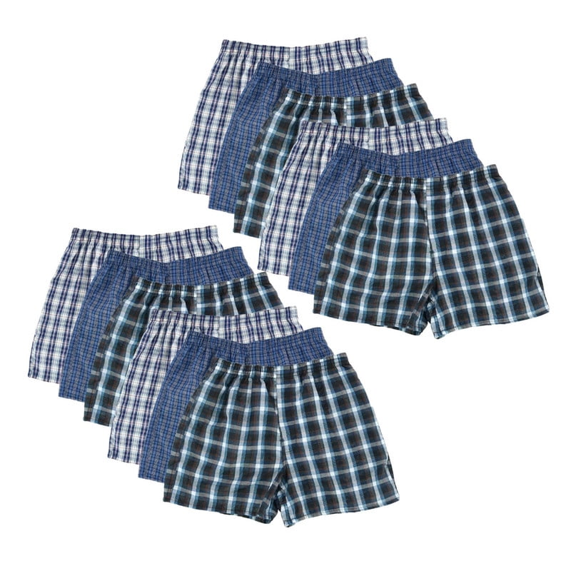 12 Pack Men's Boxer Shorts Random Mixed Color Pack Woven Relaxed Fit ...