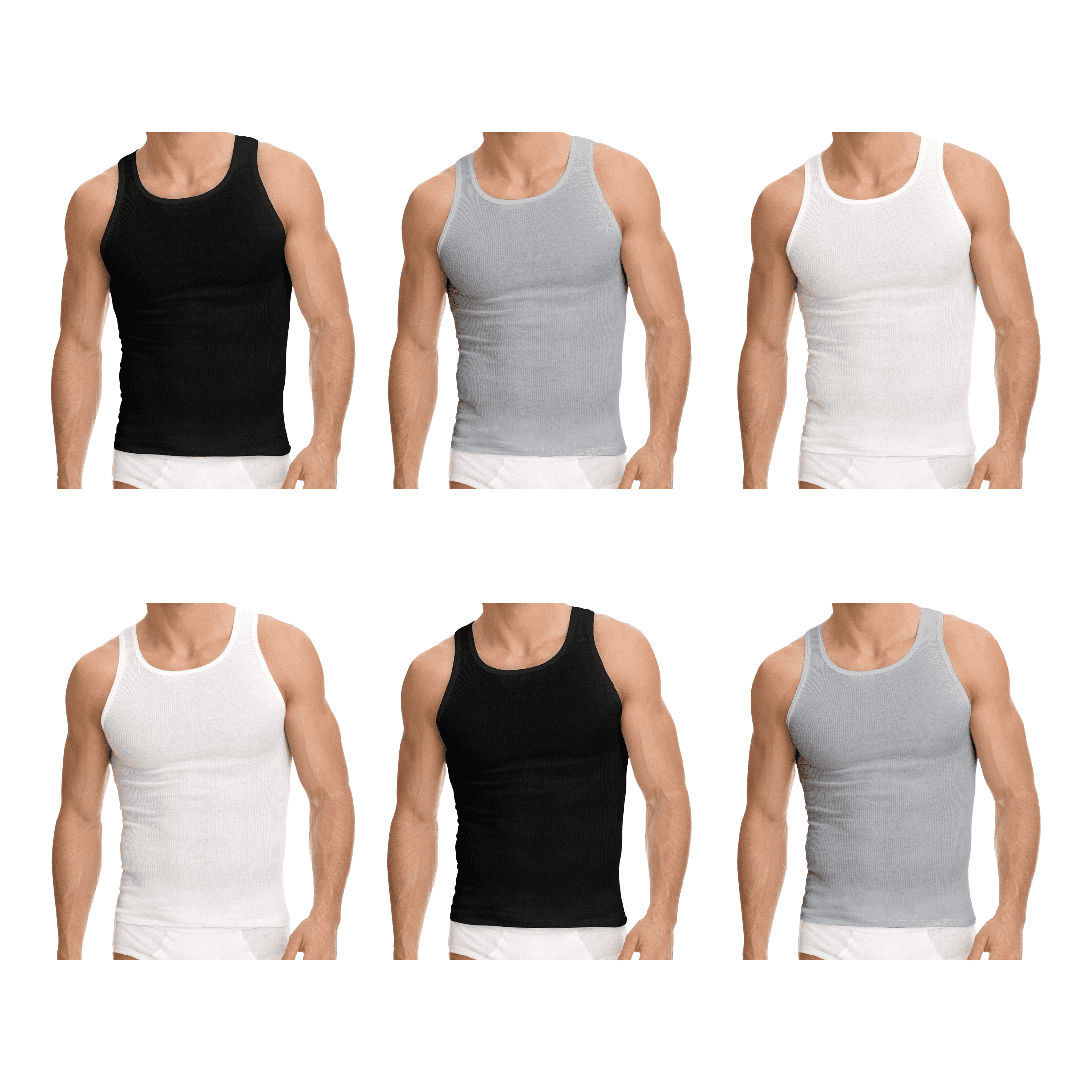 12-Pack Men's Classic Solid Slim-Fit Cotton Soft Ribbed Slim-Fitting ...