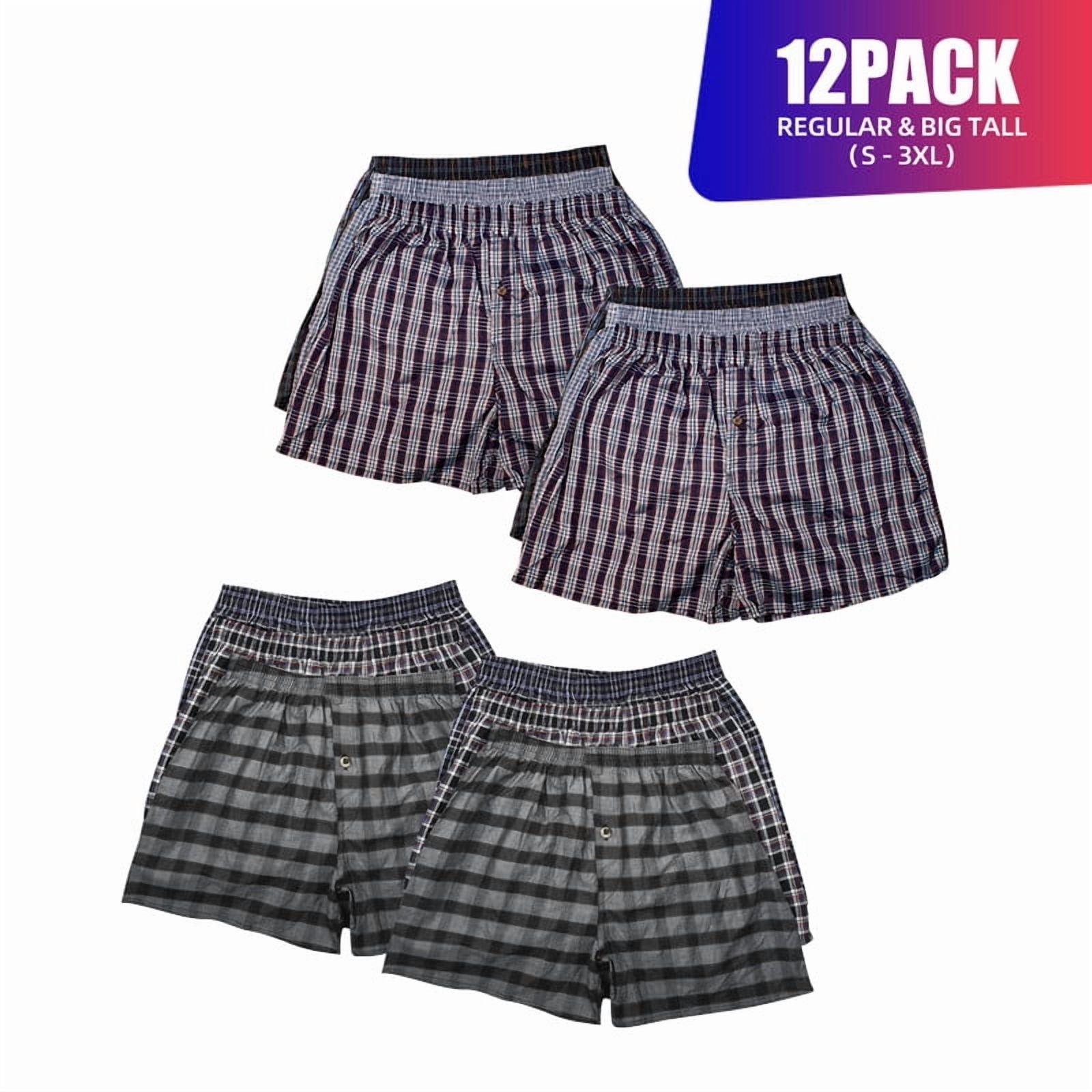 12 Pack Men's Cotton Blend Boxer Shorts Random Mixed Color Pack Woven ...