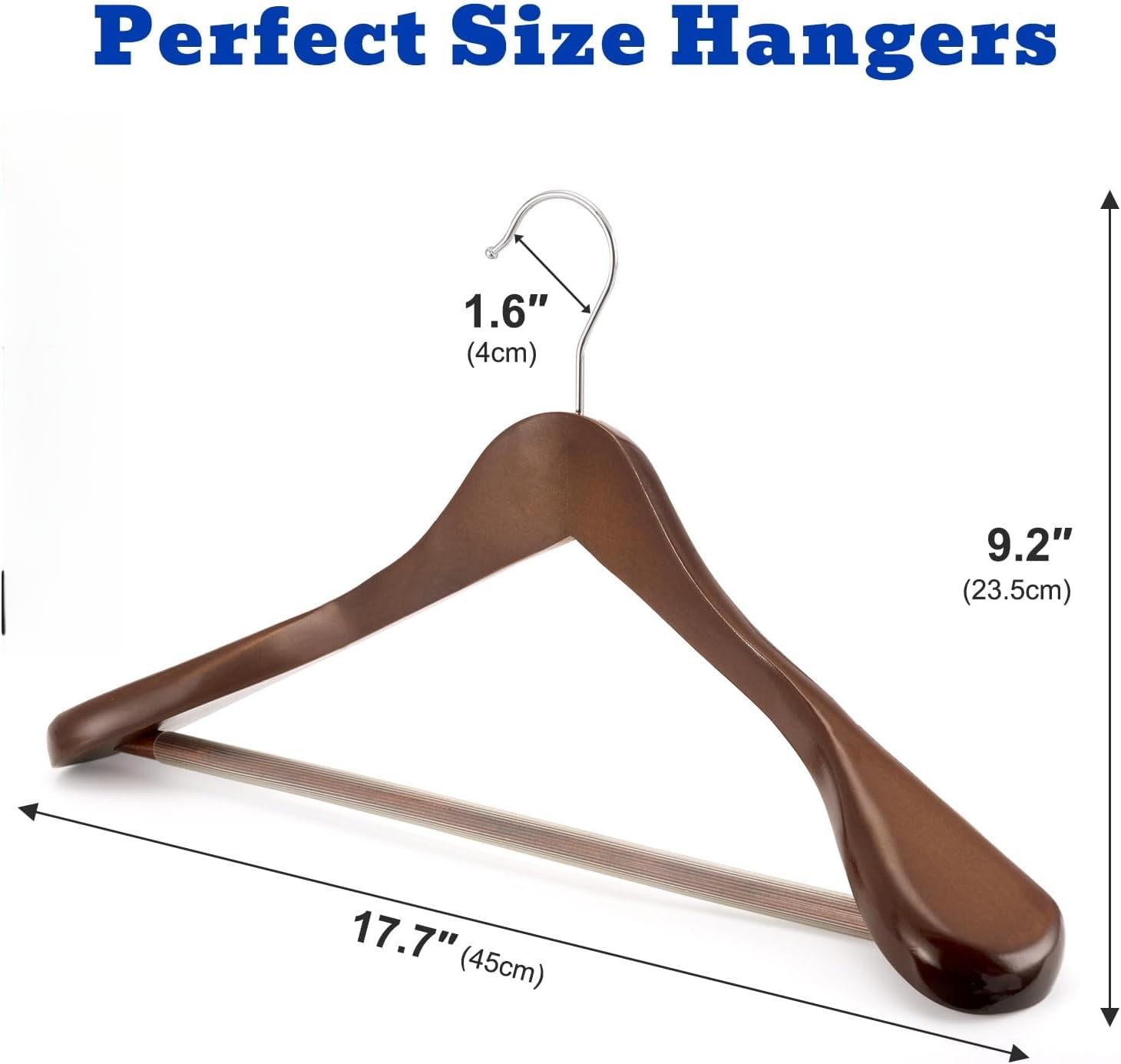 12-Pack Men’s Wide Shoulder Wooden Hangers, Solid Wood Coat & Suit ...