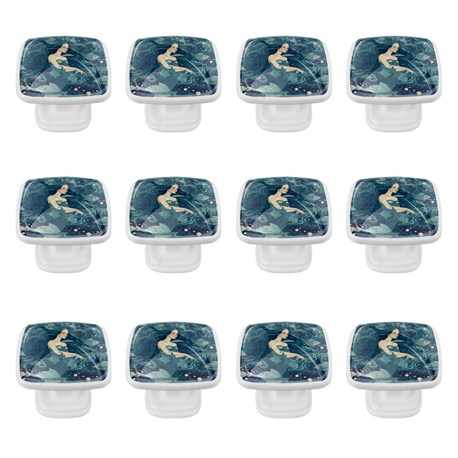 12 Pack Mermaid Square Cabinet Knobs Kitchen Cabinet Pulls Cupboard ...