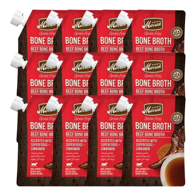 (12-Pack) Merrick Bone Broth All Life Stages Dog Food Topper Beef, 16 ...