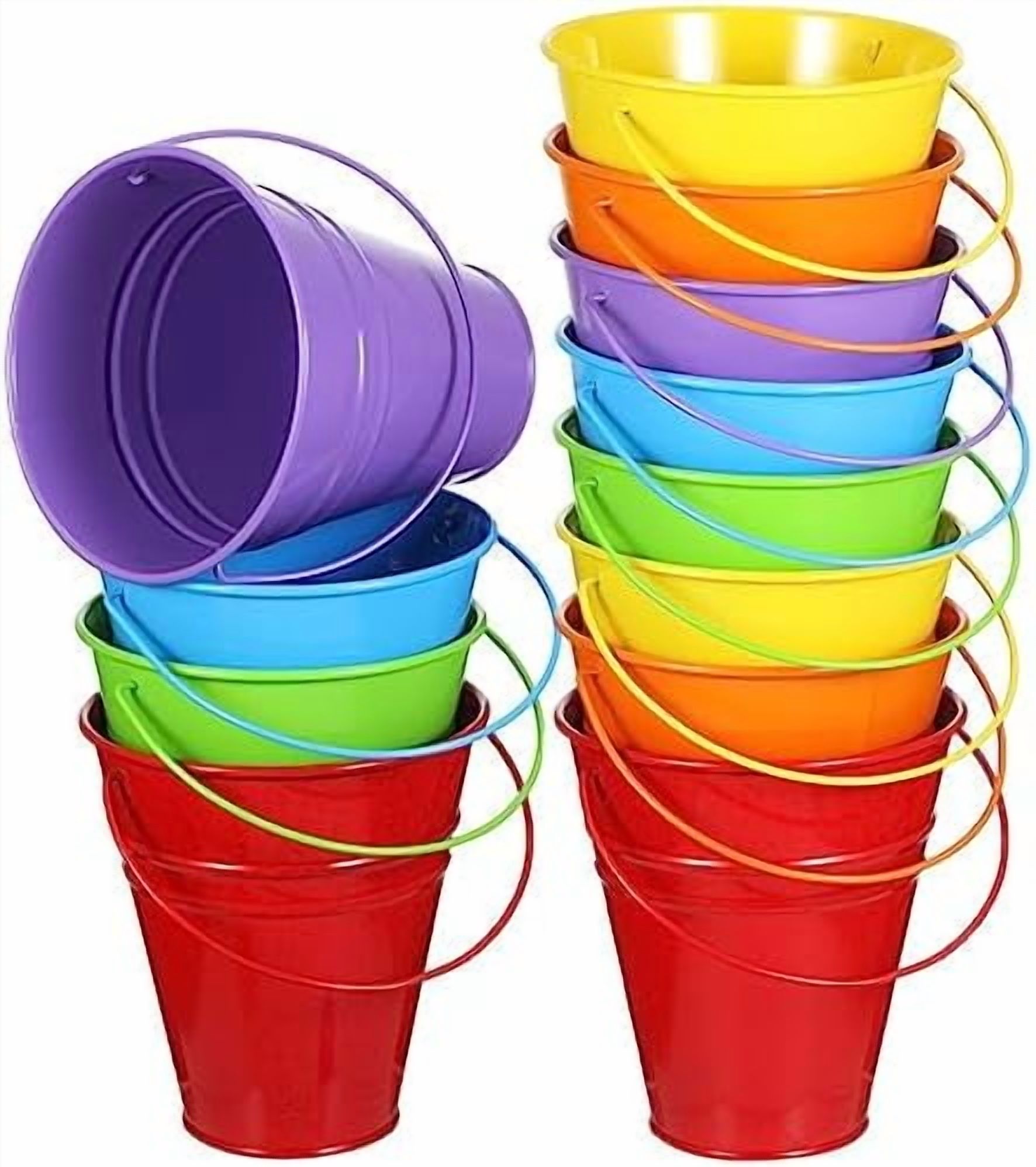 12 Pack Metal Buckets with Handle, Galvanized Bucket 4.5 x 5 Inch ...