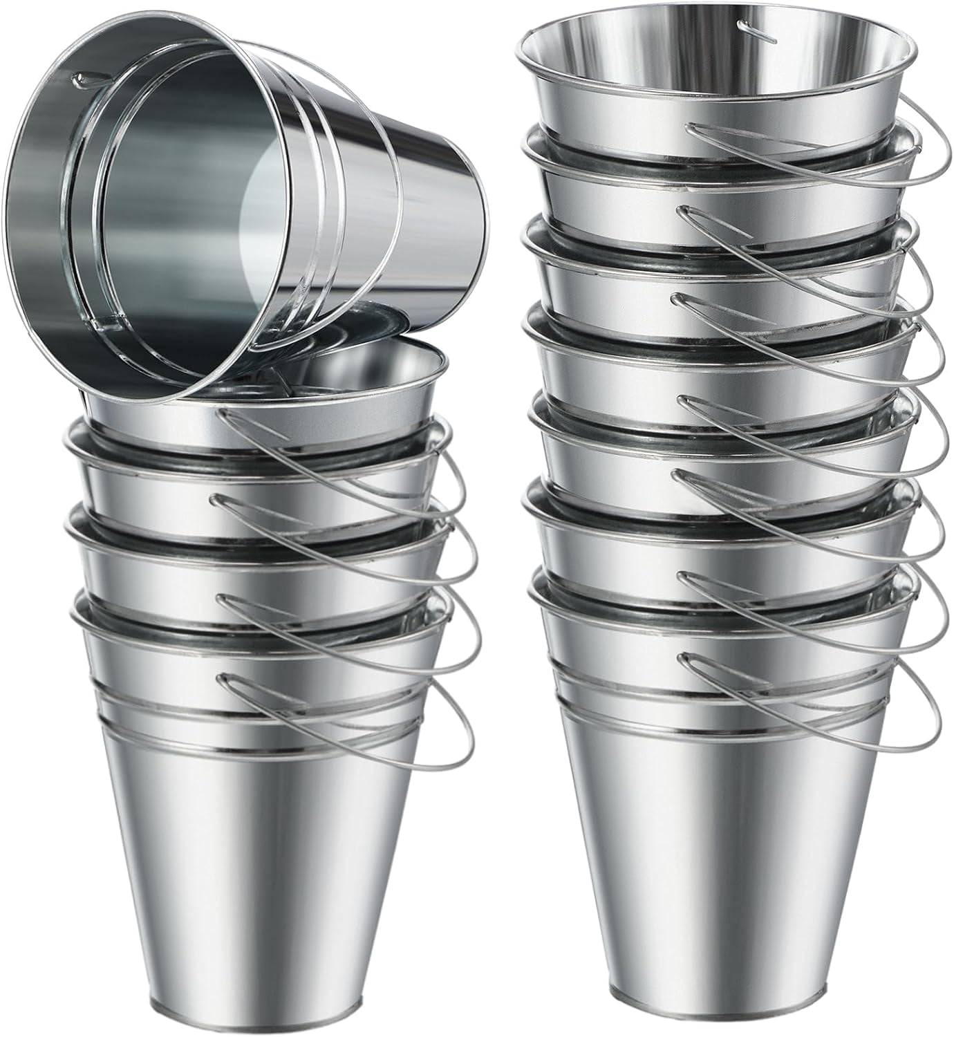 12 Pack Metal Buckets with Handle, Galvanized Bucket 4.5 x 5 Inch ...