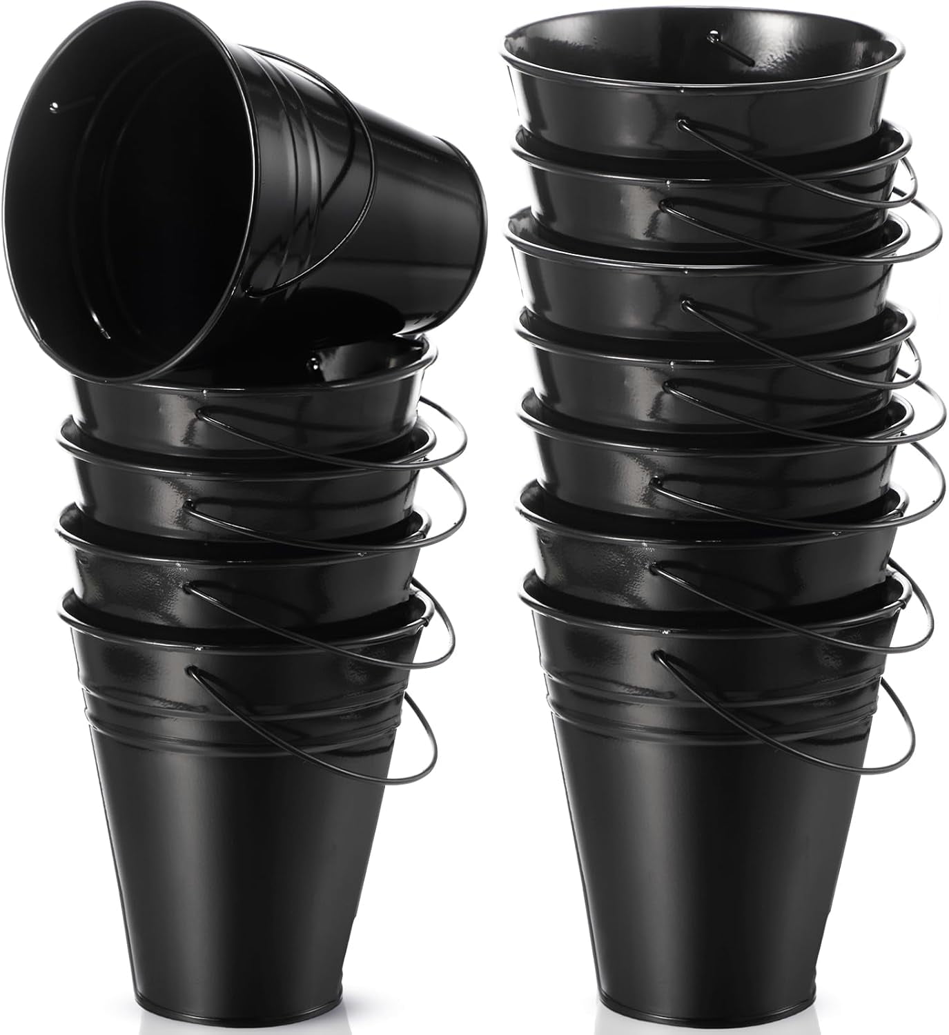 12 Pack Metal Buckets with Handle, Galvanized Bucket 4.5 x 5 Inch ...