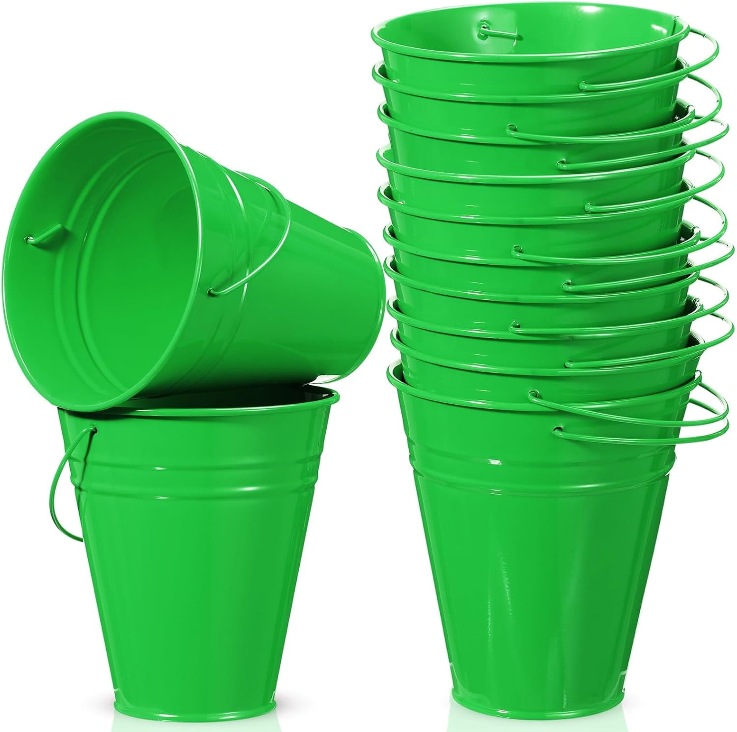 12 Pack Metal Buckets with Handle, Galvanized Bucket 4.5 x 5 Inch ...