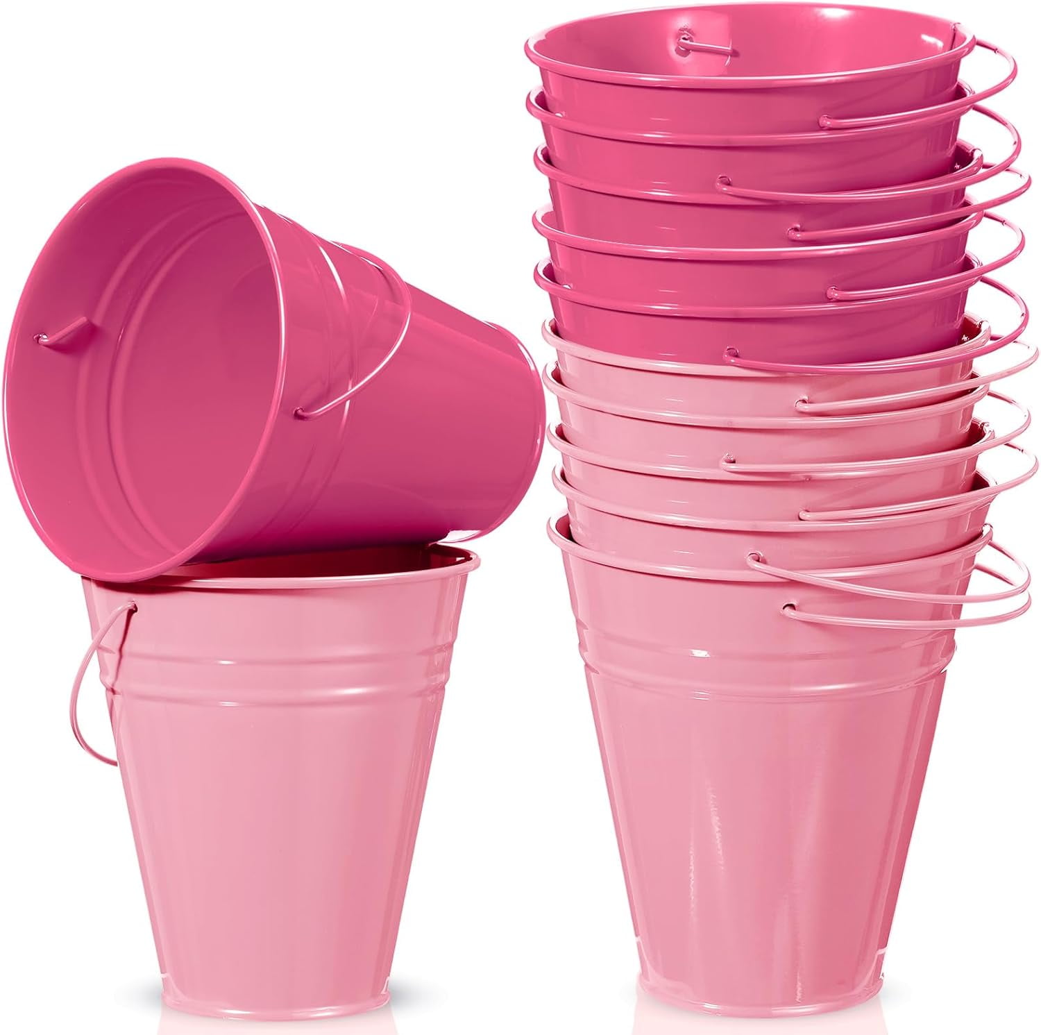 12 Pack Metal Buckets with Handle, Galvanized Bucket 4.5 x 5 Inch ...