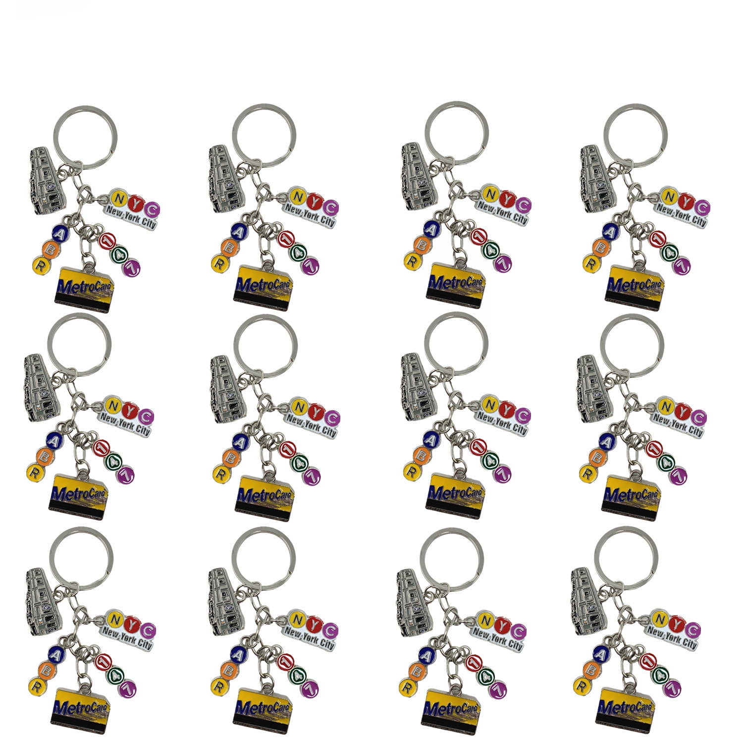 12 Pack Metal New York City Subway Key Chain 5 Charms, NYC Keychain ...