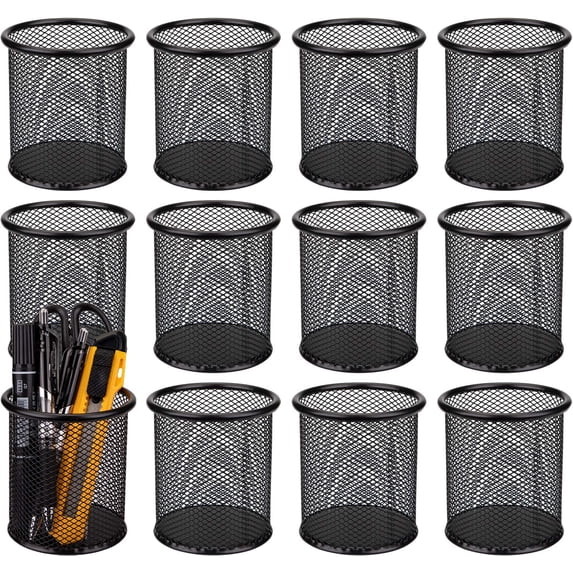 12 Pack Metal Pen Holder Wire Mesh Pen Cup Pencil Holder Pencil Cup for ...