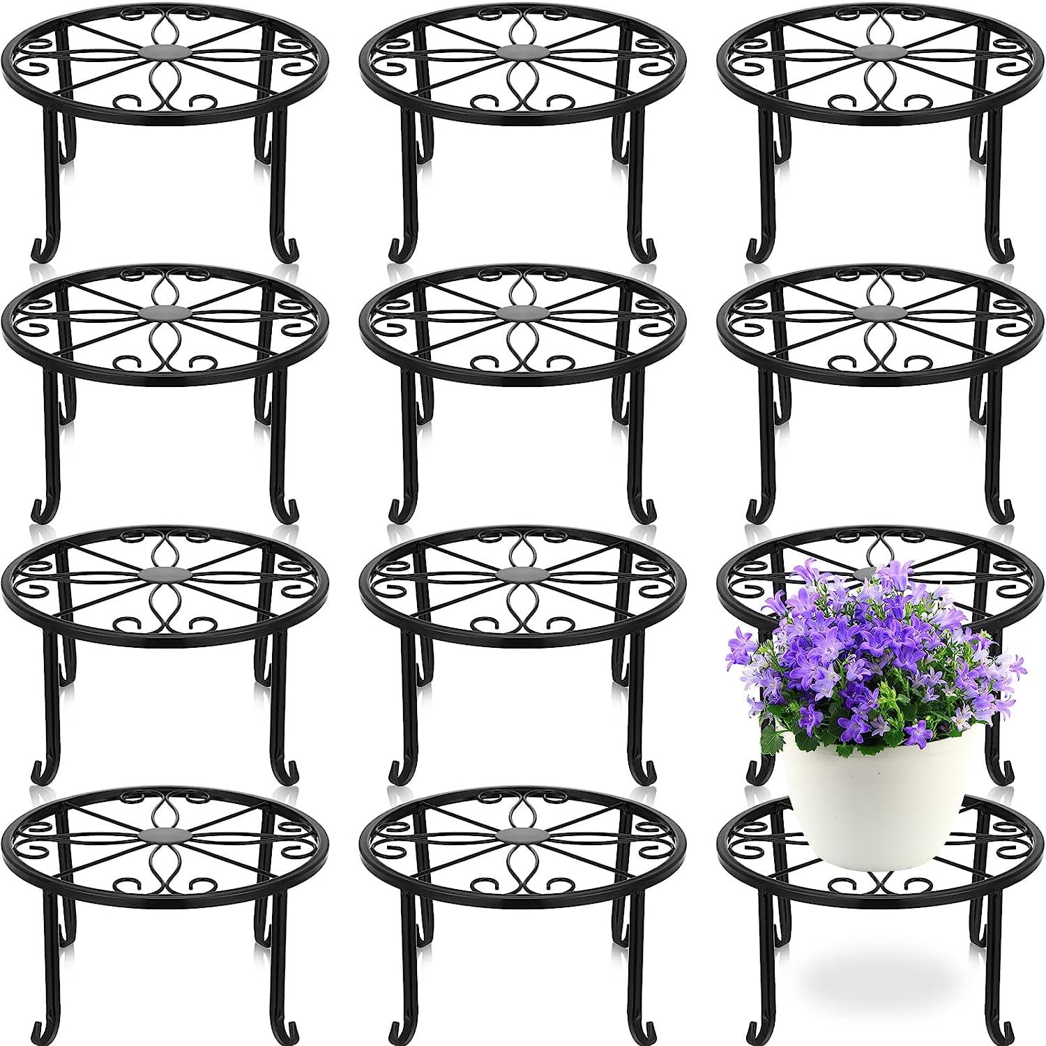 12 Pack Metal Plant Stands Outdoor Indoor Heavy Duty Flower Potted ...