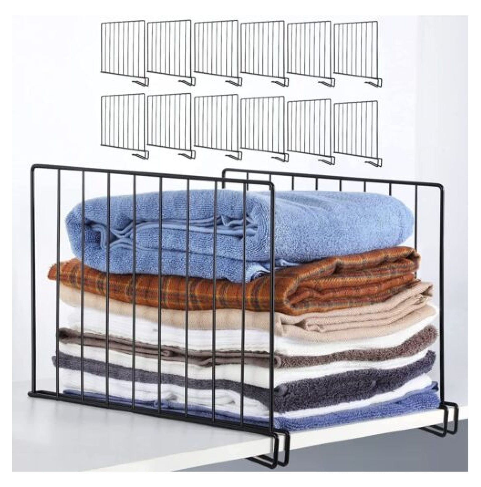 12 Pack Metal Shelf Dividers Wire Shelf for Wood Closet Organizers ...