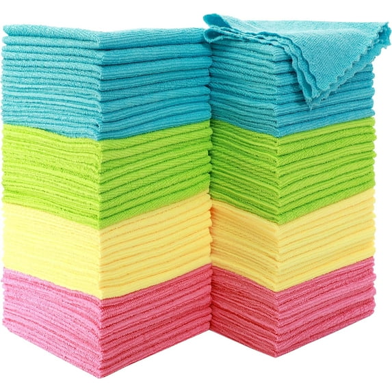 12 Pack Microfiber Cleaning Cloth - Reusable Cleaning Rag, Fast Drying ...