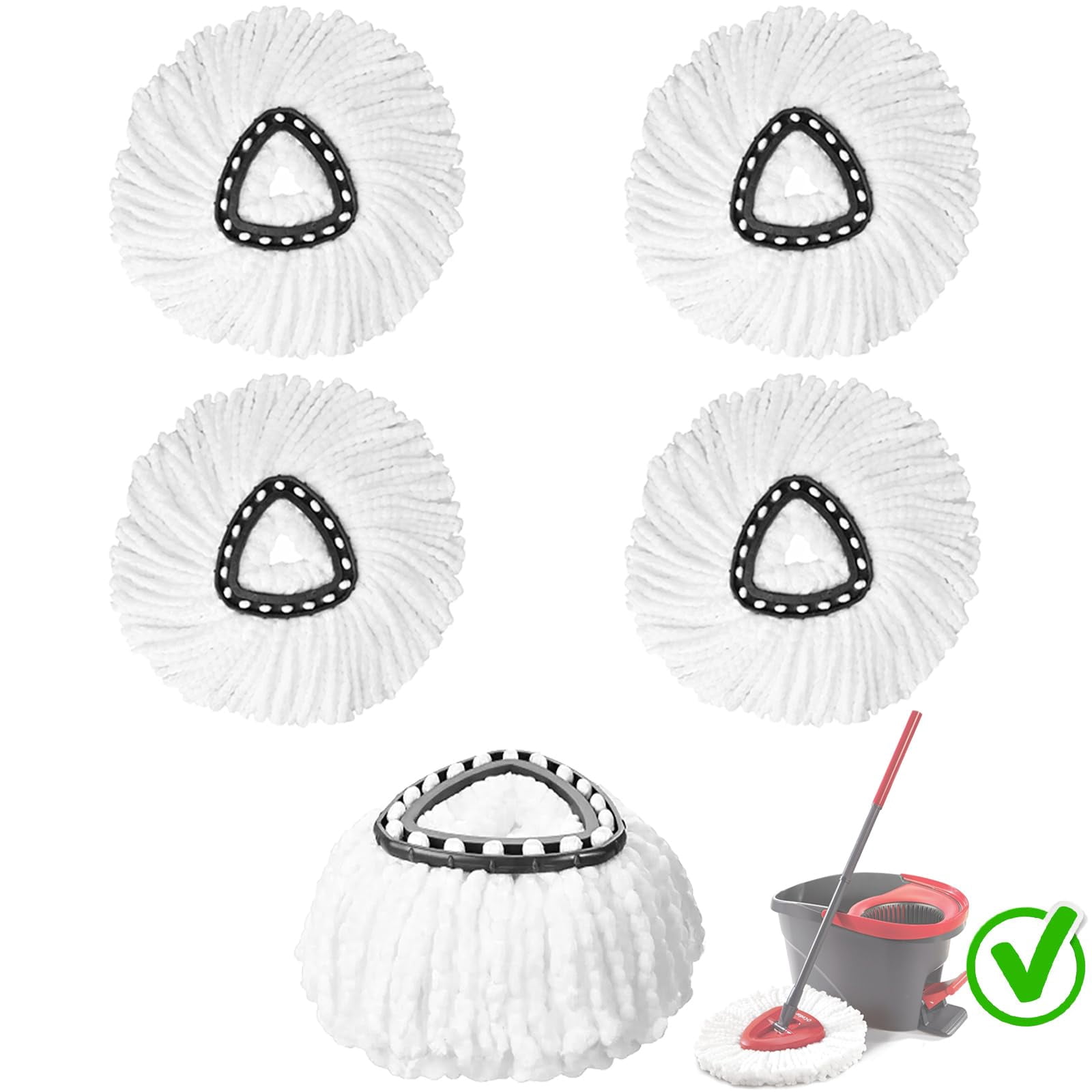 12 Pack Microfiber Mop Heads Replacement for Triangle Spin Mop, 360 ...