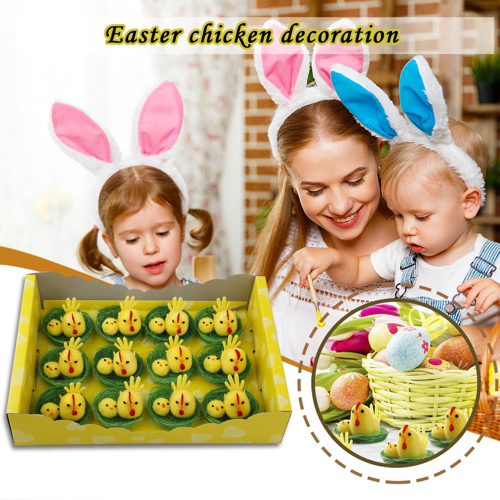 12 Pack Mini Easter Chick Figurines For Home Decor, Cute Yellow Chick ...