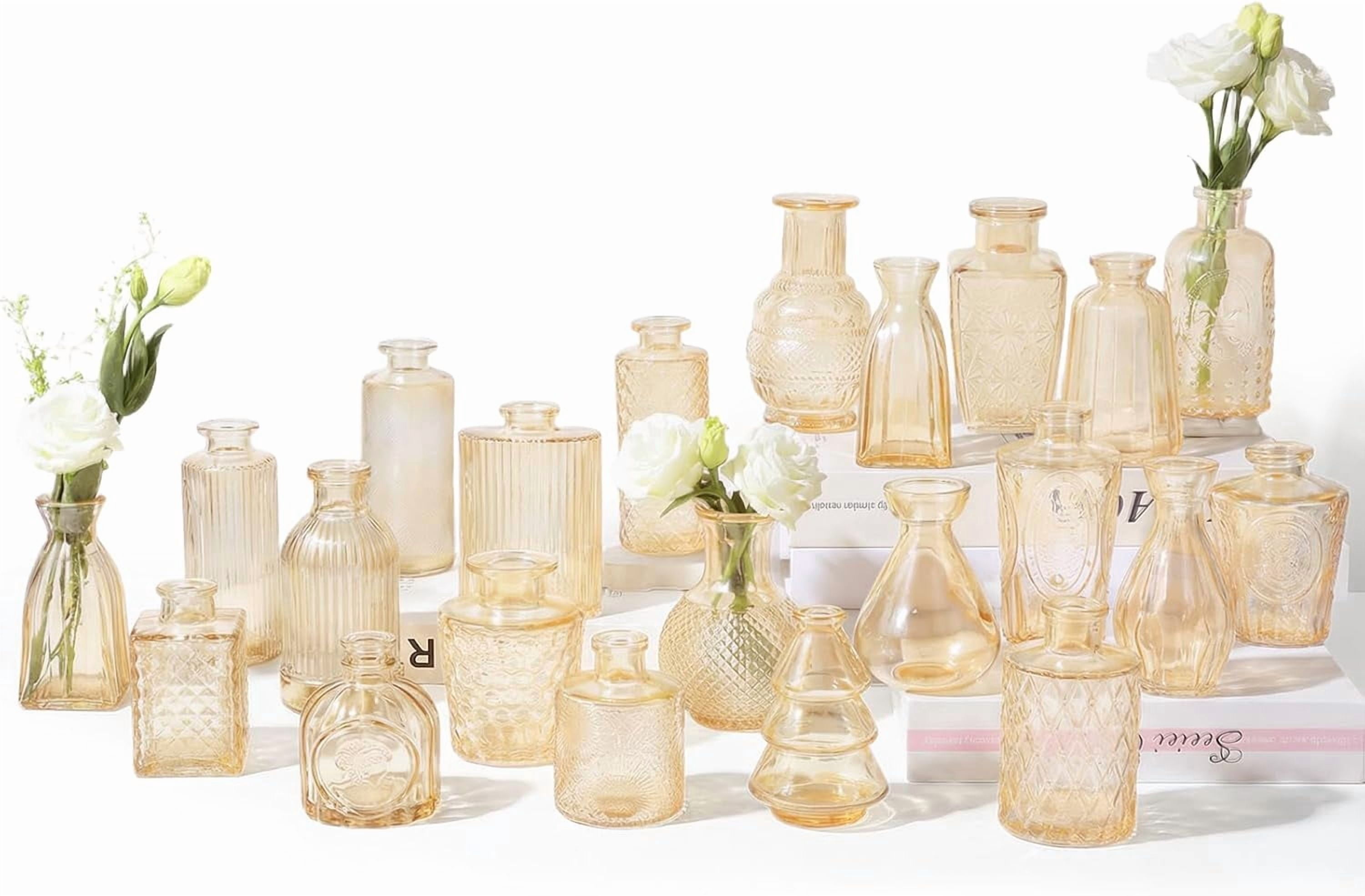 12 Pack Mini Flower Glass Vases, Small Clear Bud Vases Bulk for ...