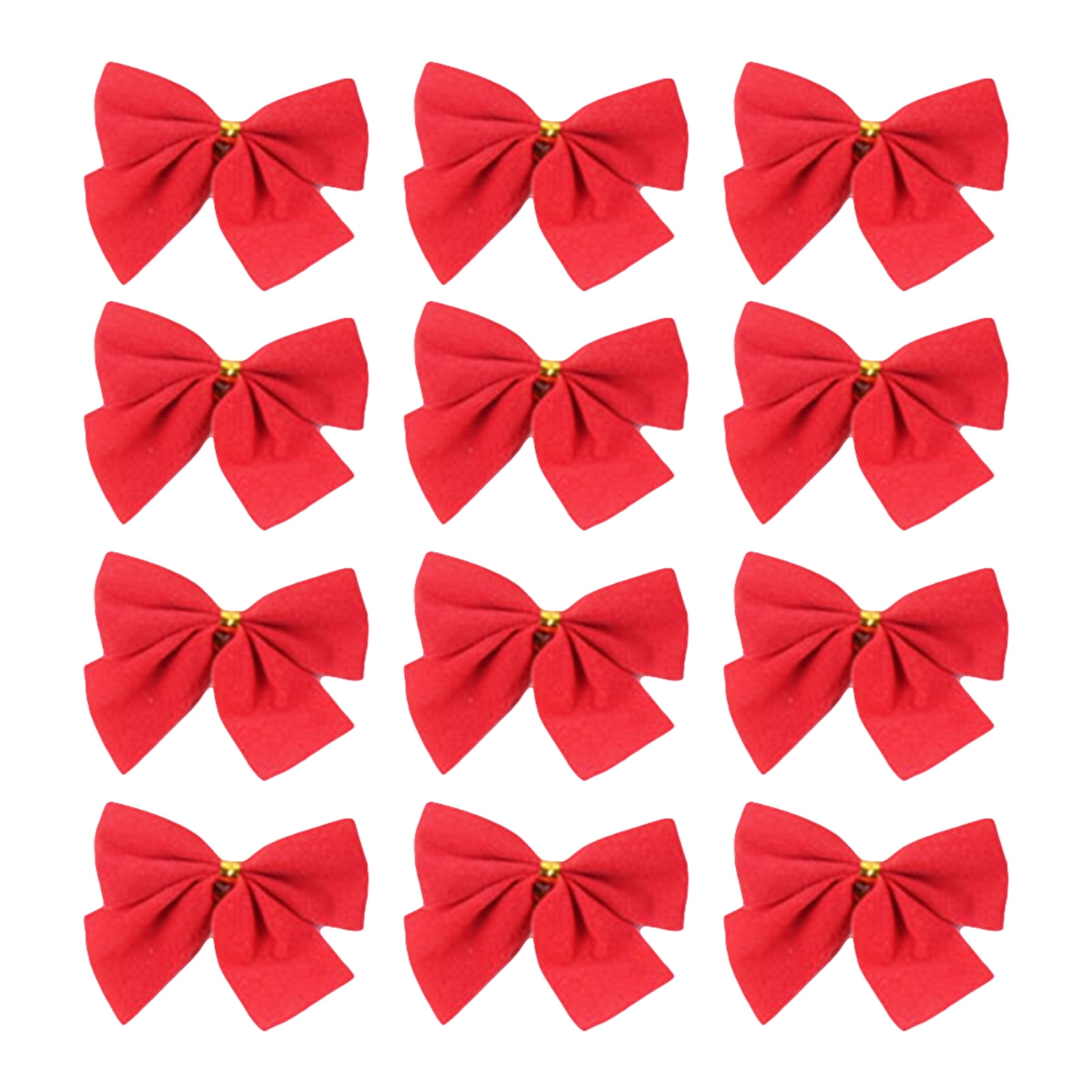 12 Pack Mini Glitter Christmas Tree Bows 2.17" Ribbon Bows Ornaments ...