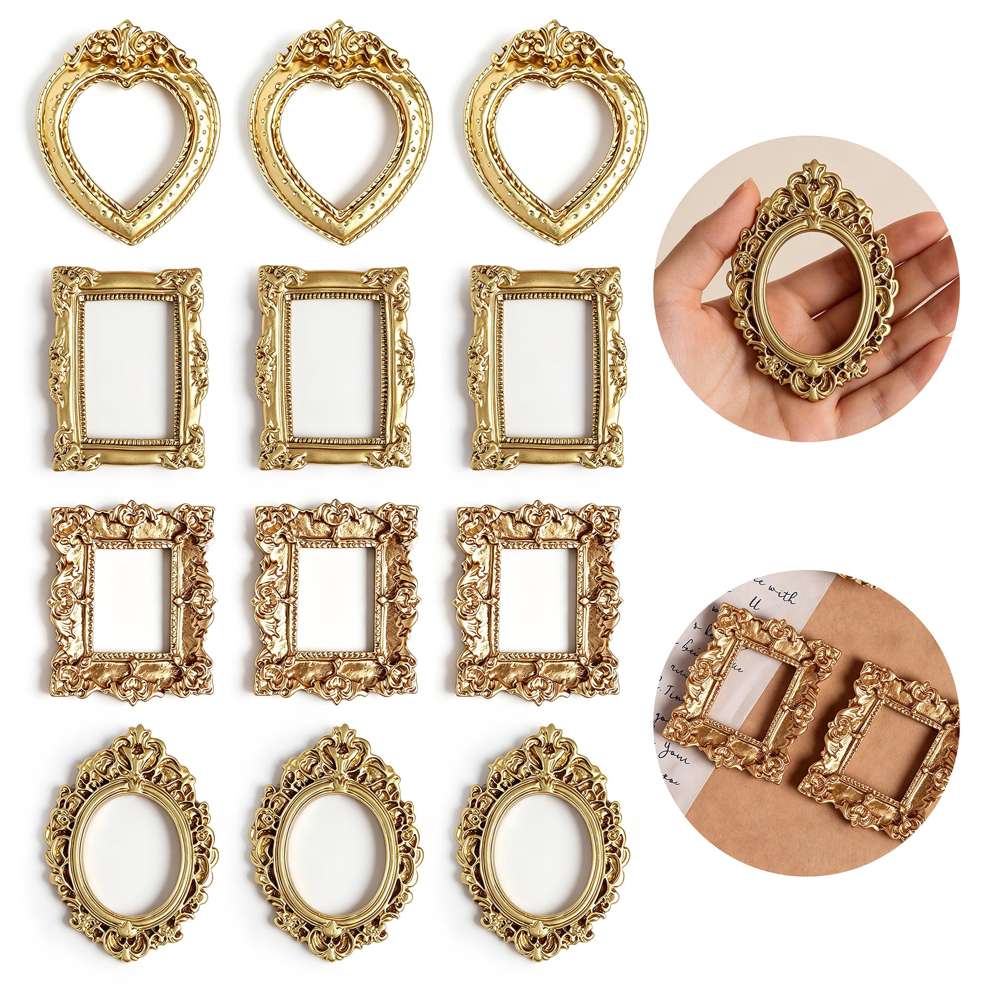 12-Pack Mini Gold Picture Frames – Small Resin Frames for Jewelry ...