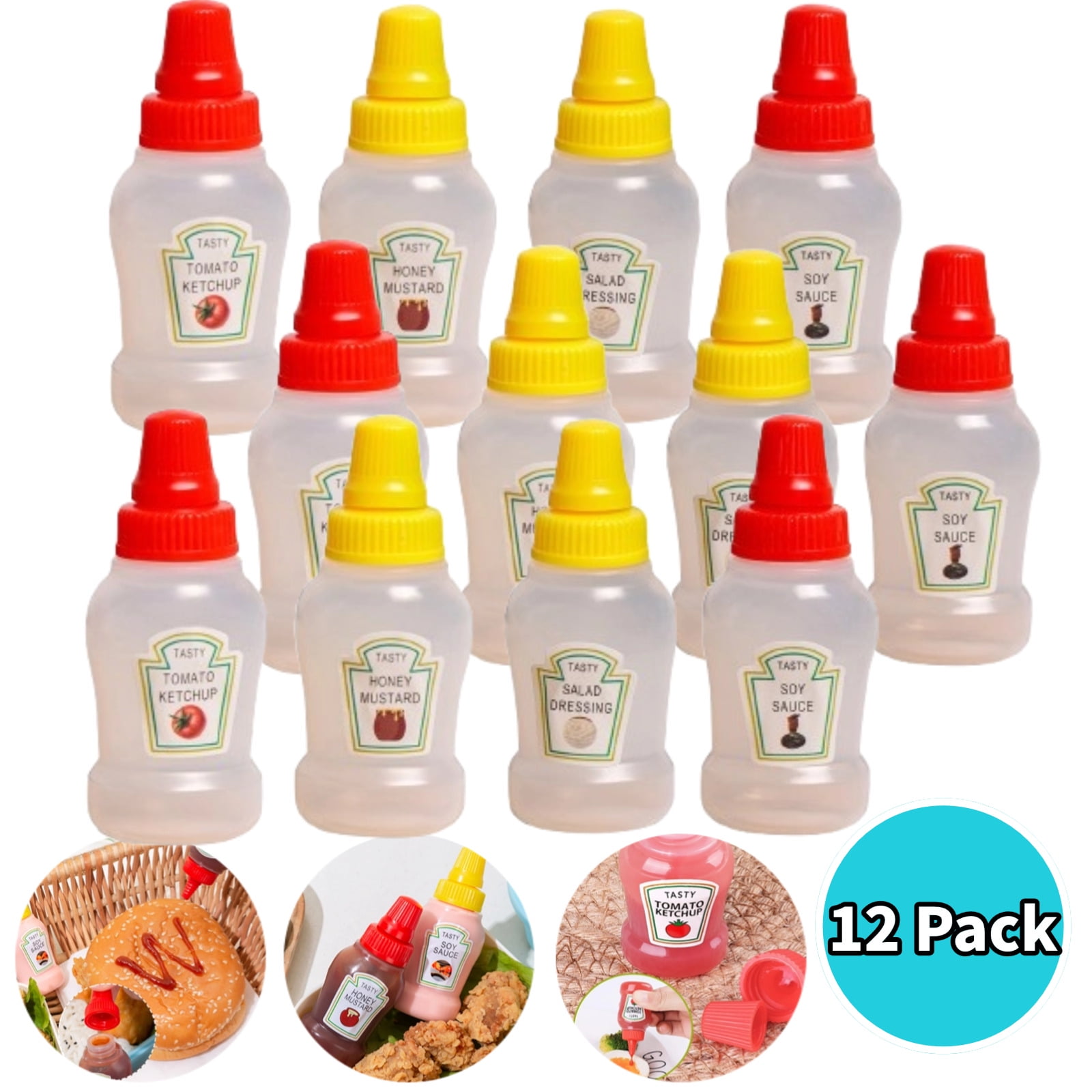 12 Pack Mini Ketchup Bottles,25ml Condiment Squeeze Bottle, Portable ...