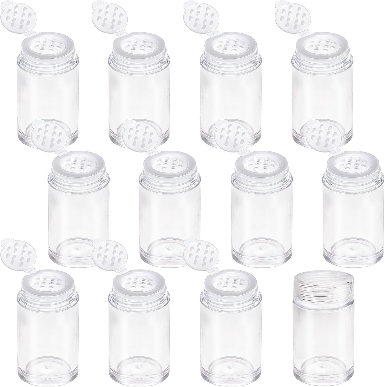 12 Pack Mini Loose Jars with Sifters and , 10ml Clear Empty Containers ...