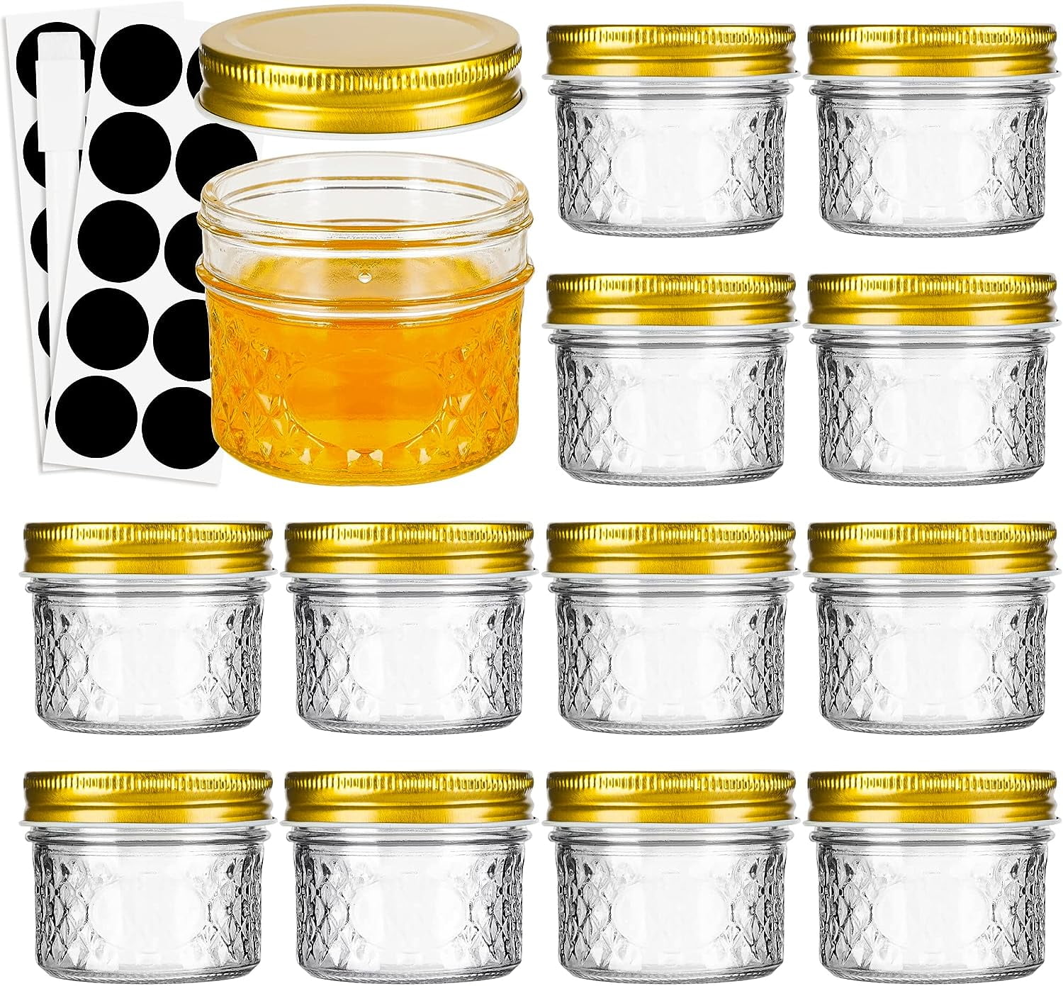 12-Pack Mini Mason Jars with Lids - 4 oz Glass Jars for Food Storage ...