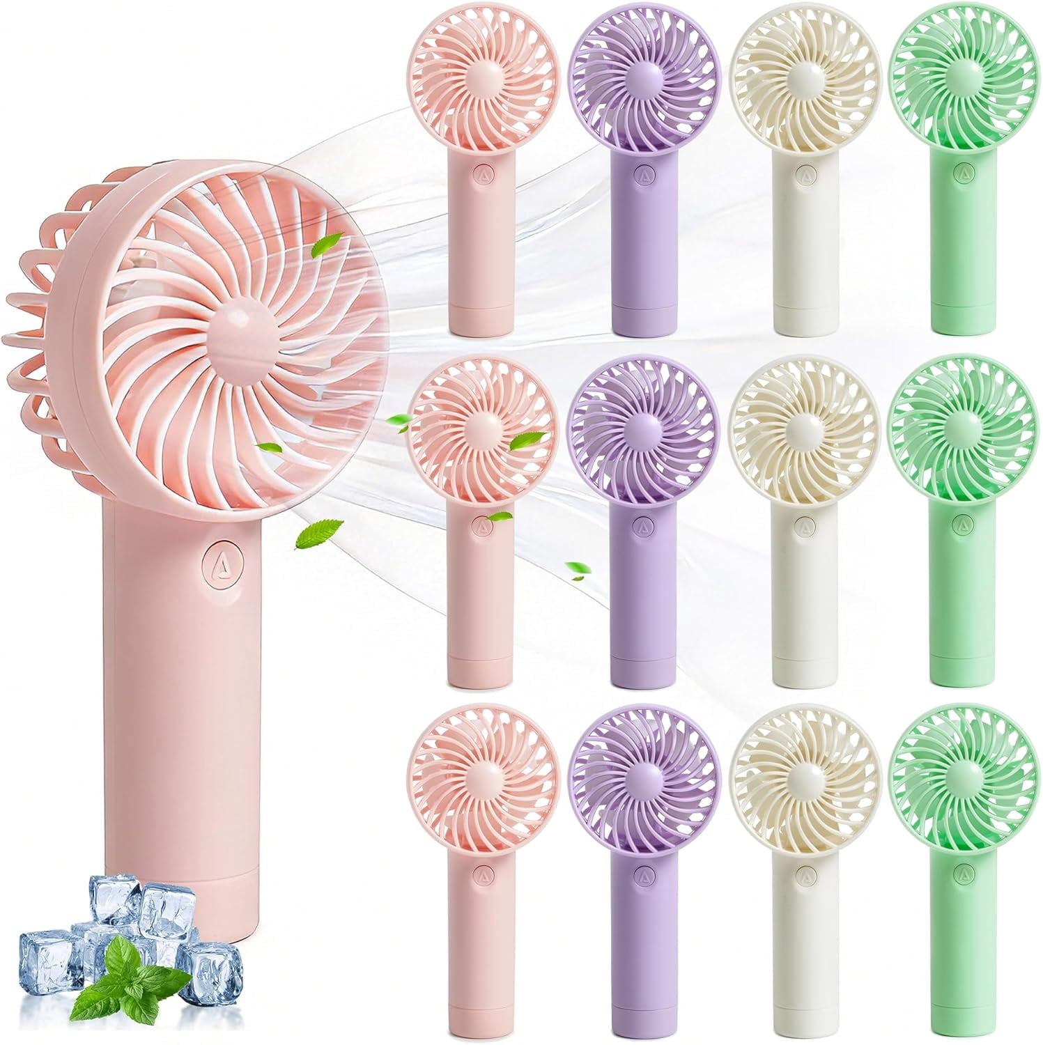 12 Pack Mini Portable Fan Bulk, Handheld Personal 3 Speeds USB ...