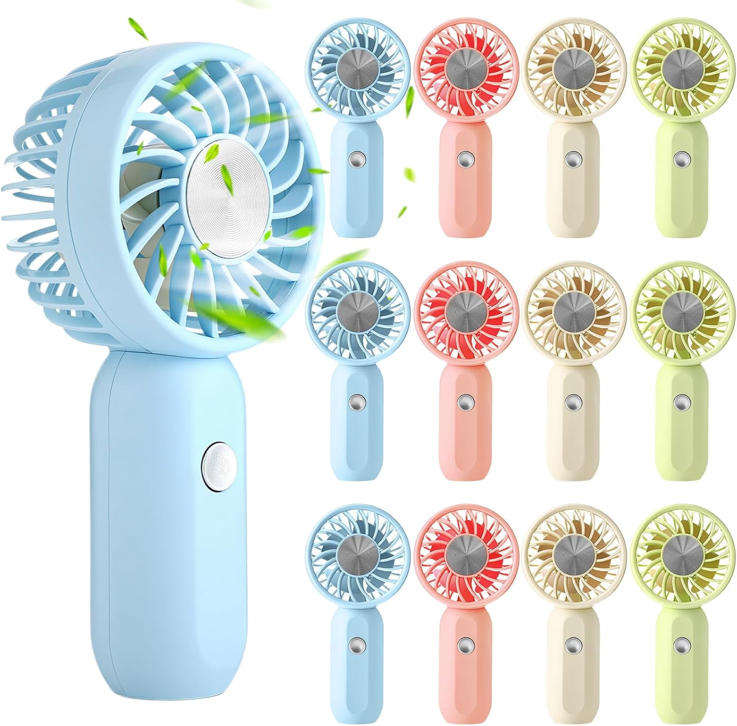 12 Pack Mini Portable Handheld Fan Bulk for Travel 3 Speeds ...
