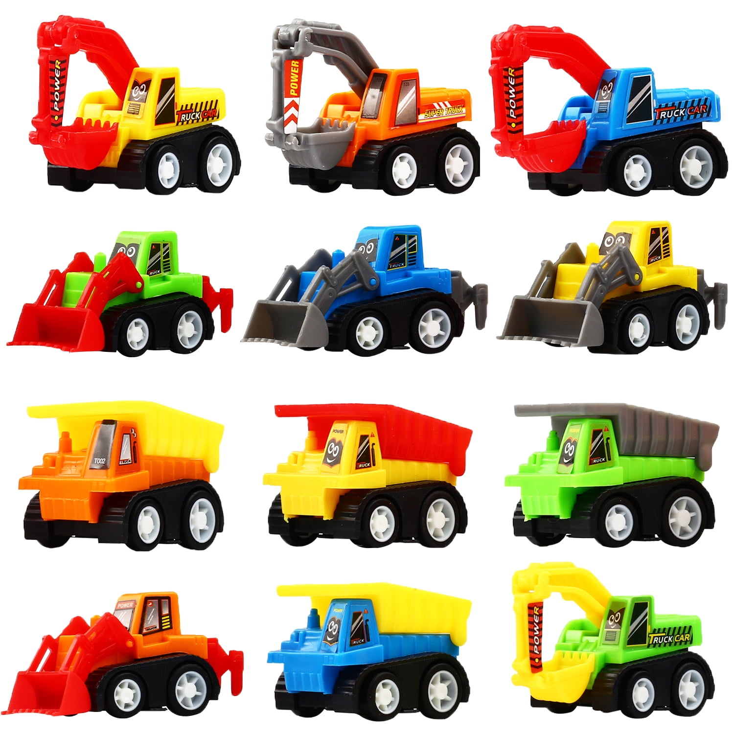 12 Pack Mini Truck Toy Set, Pull Back Car Play, Educational Preschool ...