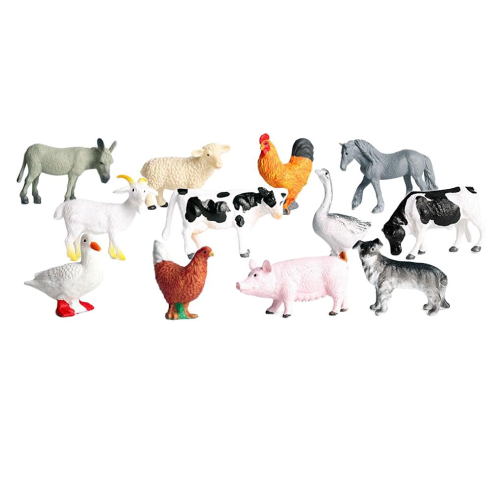 12 Pack Miniature Farm Animals Figures Toys Set, Realistic Domestic ...