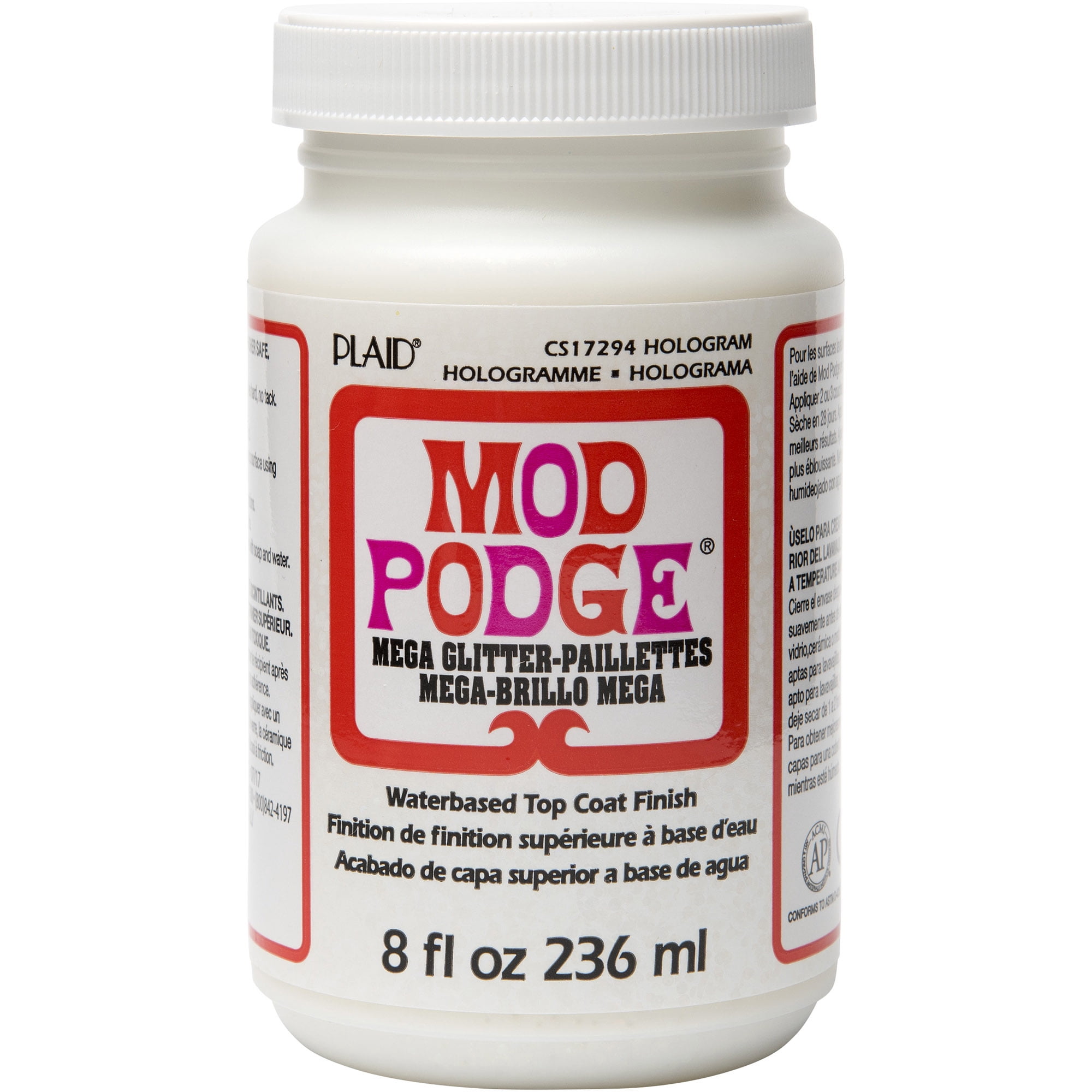 Mod Podge Hologram Mega Glitter Waterbased Top Coat Finish, 12 Pack ...