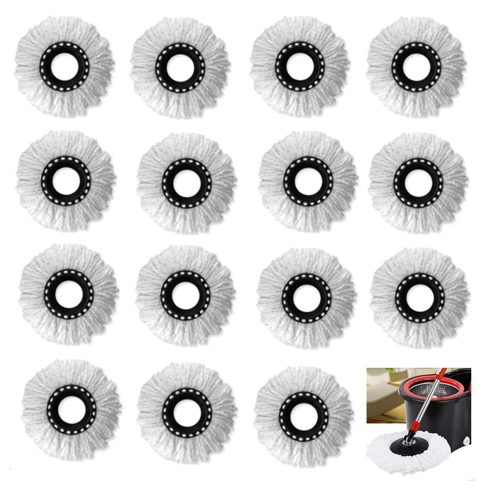 12 Pack Mop Head Replacement, Washable Microfiber, White Round Mop Head ...