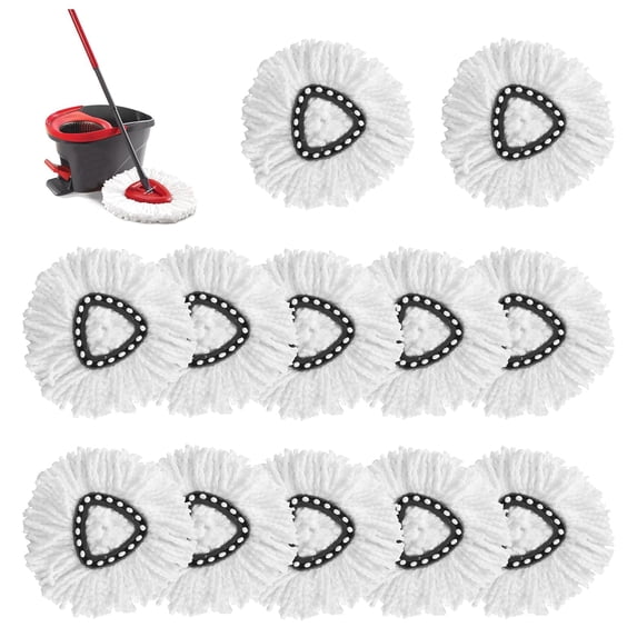 12 Pack Mop Heads, Mop Head Replacement for Triangle Spin Mop Systems ...