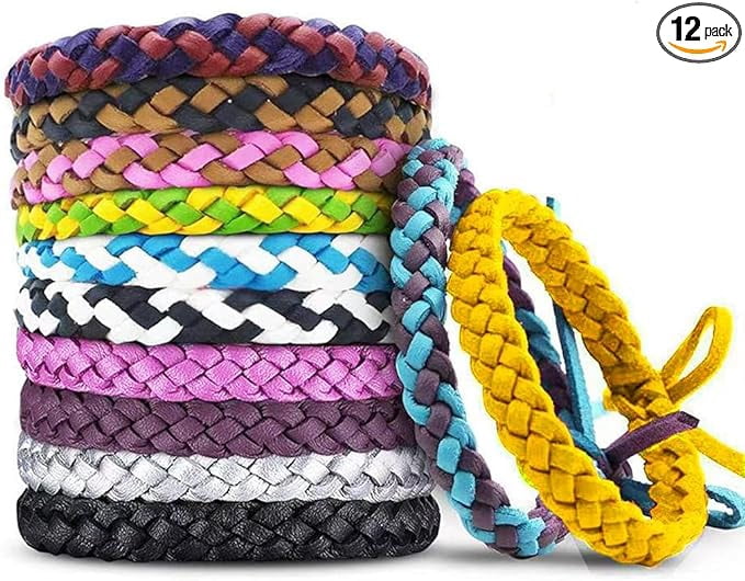 12 Pack Mosquito Repellent Bracelets, Individually Wrapped PU Leather ...