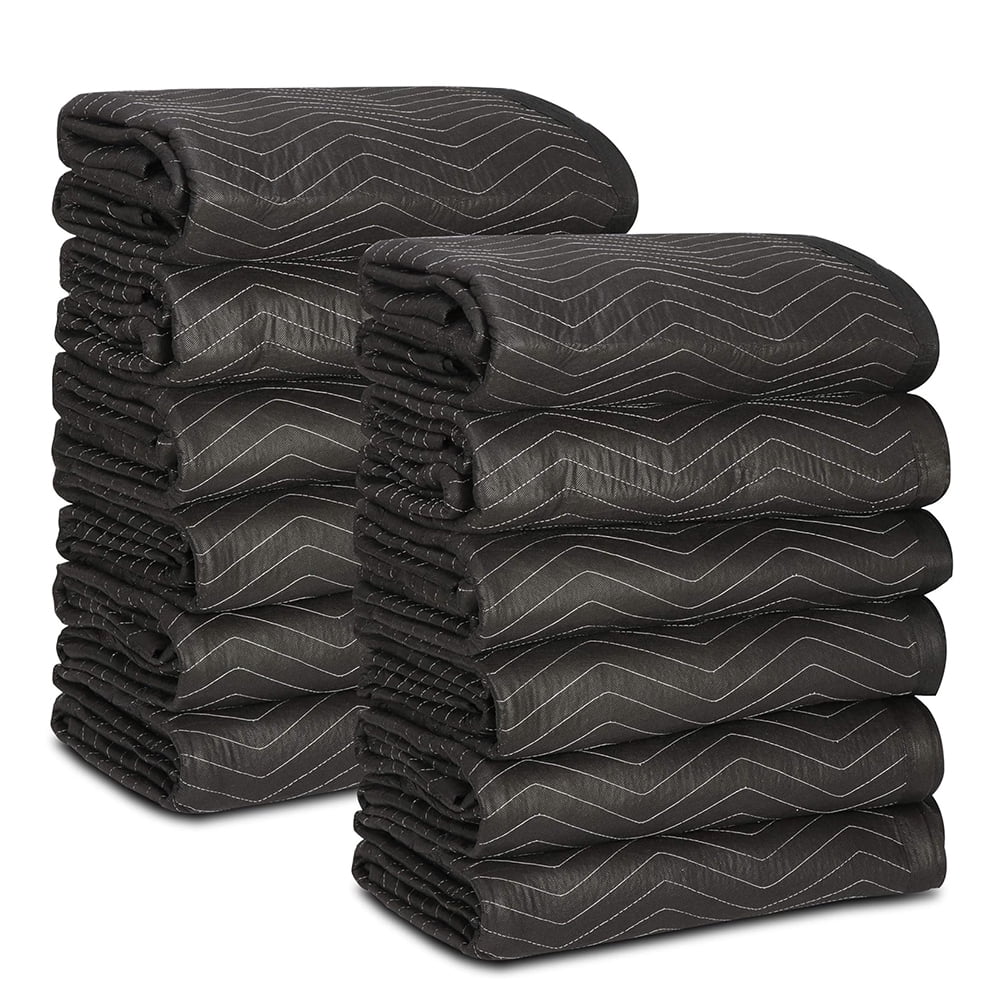 12-Pack Moving Packing Blankets, Heavy Duty Moving Pads, Professional ...