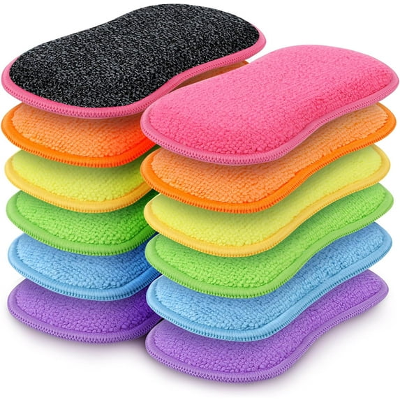 12 Pack Multi-Purpose Scrub Sponges Kitchen, Dish Sponge, Non-Scratch ...
