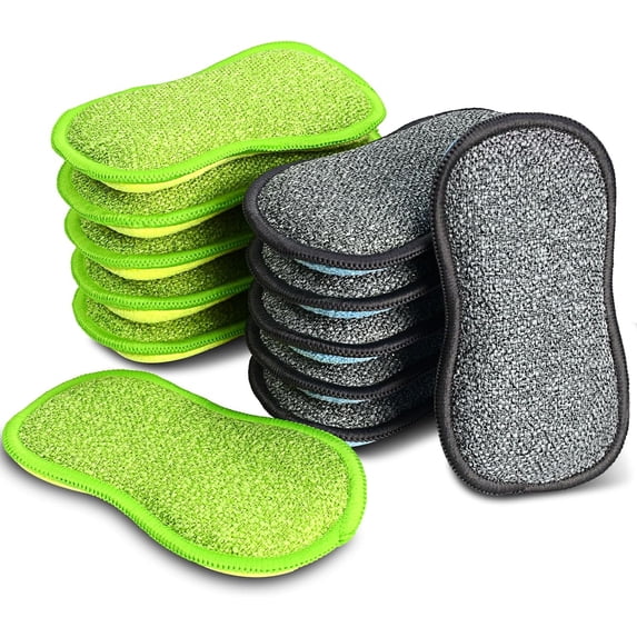 12 Pack Multi-Purpose Scrub Sponges for Kitchen by Non-Scratch ...