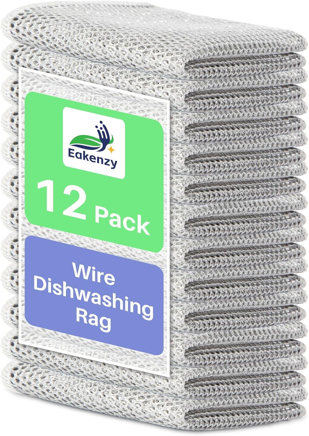 12 Pack Multipurpose Wire Dishwashing Rag for Wet and Dry, Double Layer ...