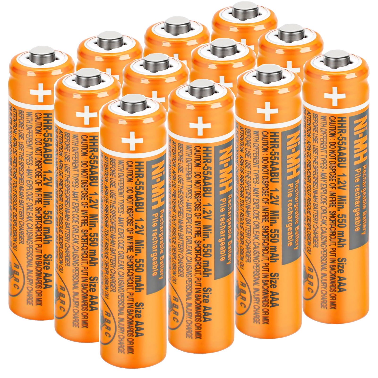 12-Pack NI-MH AAA Rechargeable Battery 1.2V 550mah hhr-55aaabu AAA ...