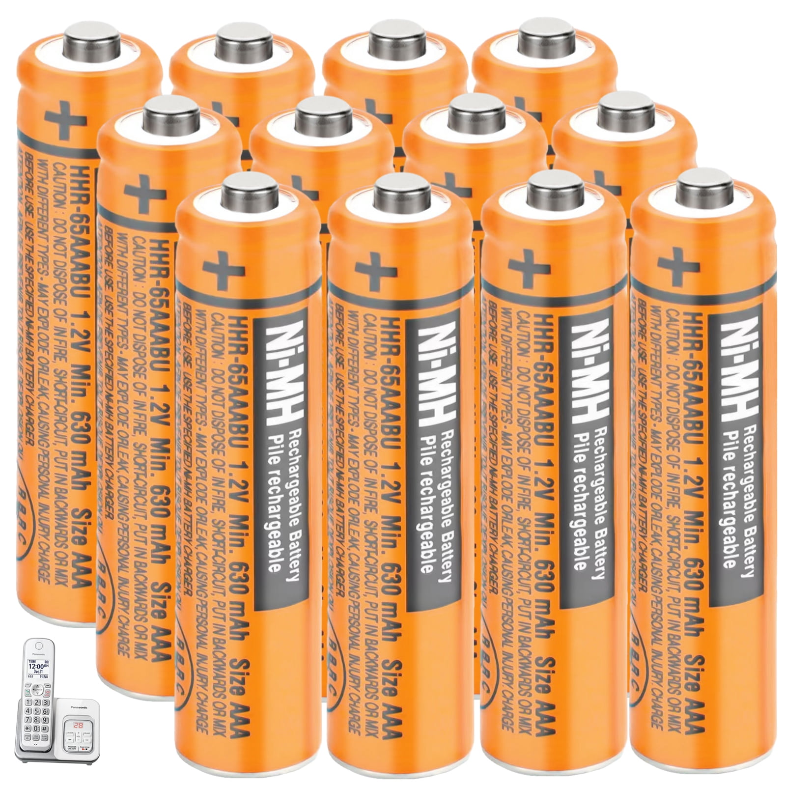 12-Pack NI-MH AAA Rechargeable Battery 1.2V 630mah HHR-65AAABU AAA ...
