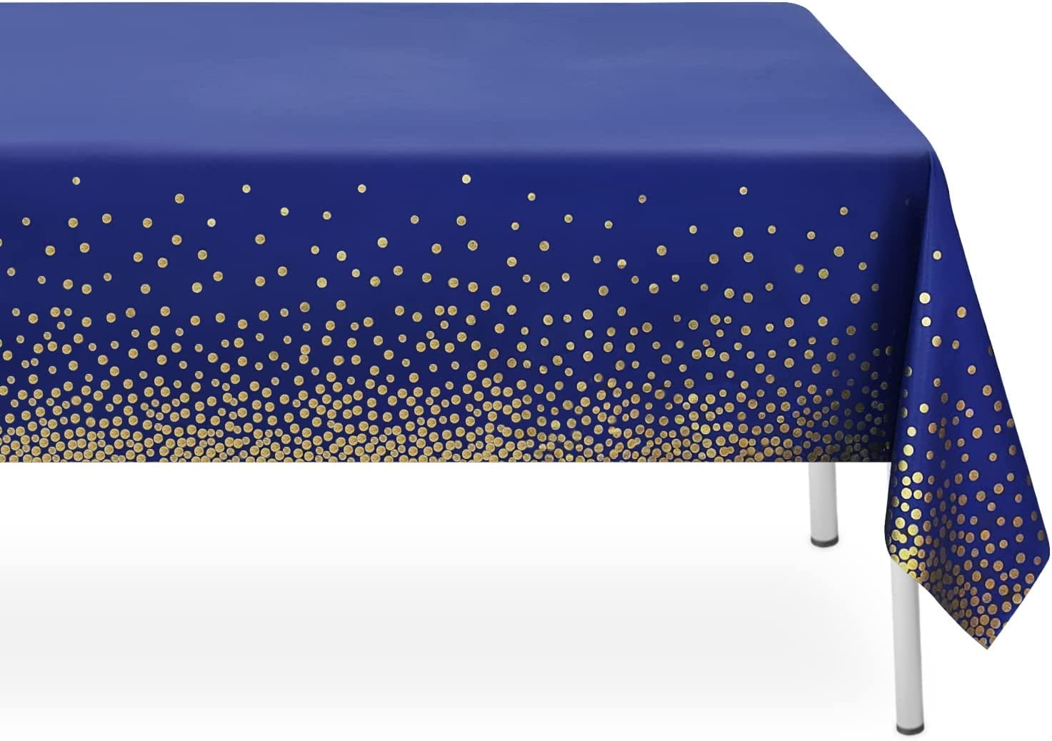 12 Pack Navy Blue and Gold Dot Tablecloth, Blue Plastic Table Cloths ...