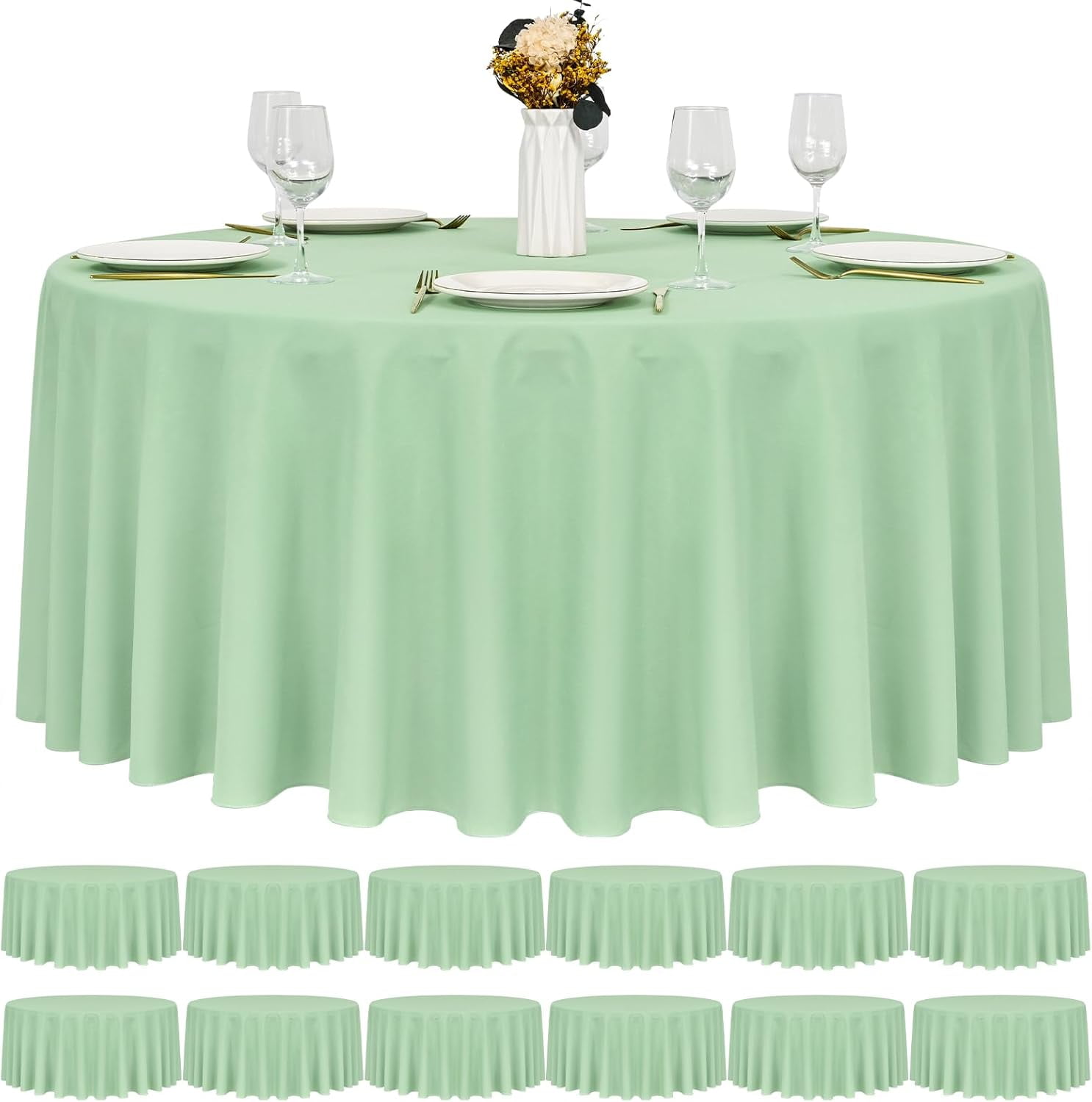 12 Pack Navy Blue Round Tablecloth - 120 inch Polyester Table Cloth for ...