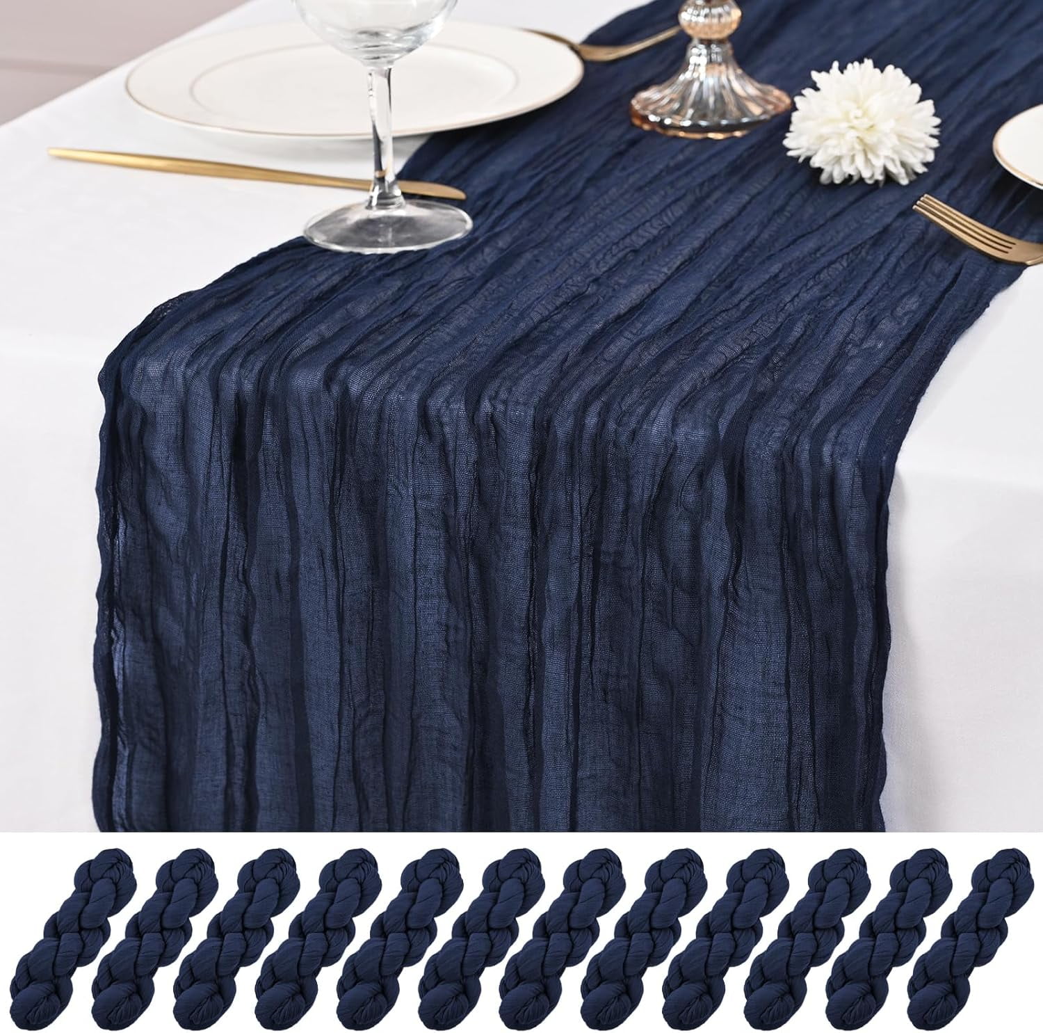 12 Pack Navy Blue Table Runners 10Ft Cheesecloth Table Runner Rustic ...