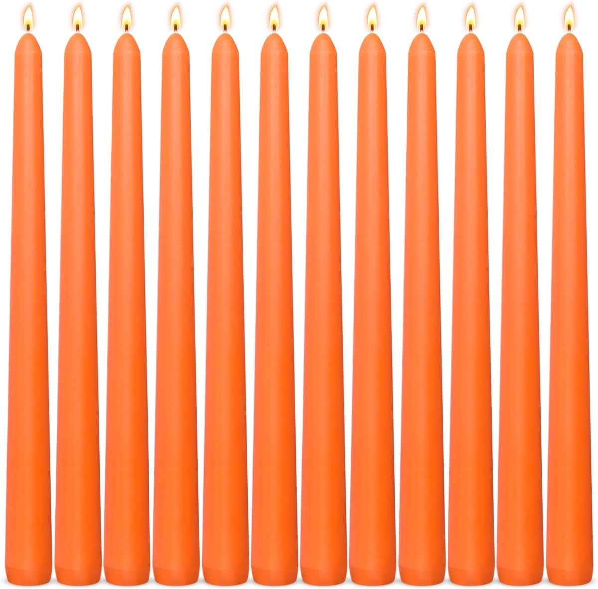 12-Pack Neon Orange Taper Candles, 10 Inch Unscented Dripless ...