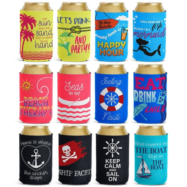 12-Pack Neoprene Can Cooler Sleeves for Soda, Soft Drinks, Beverages ...