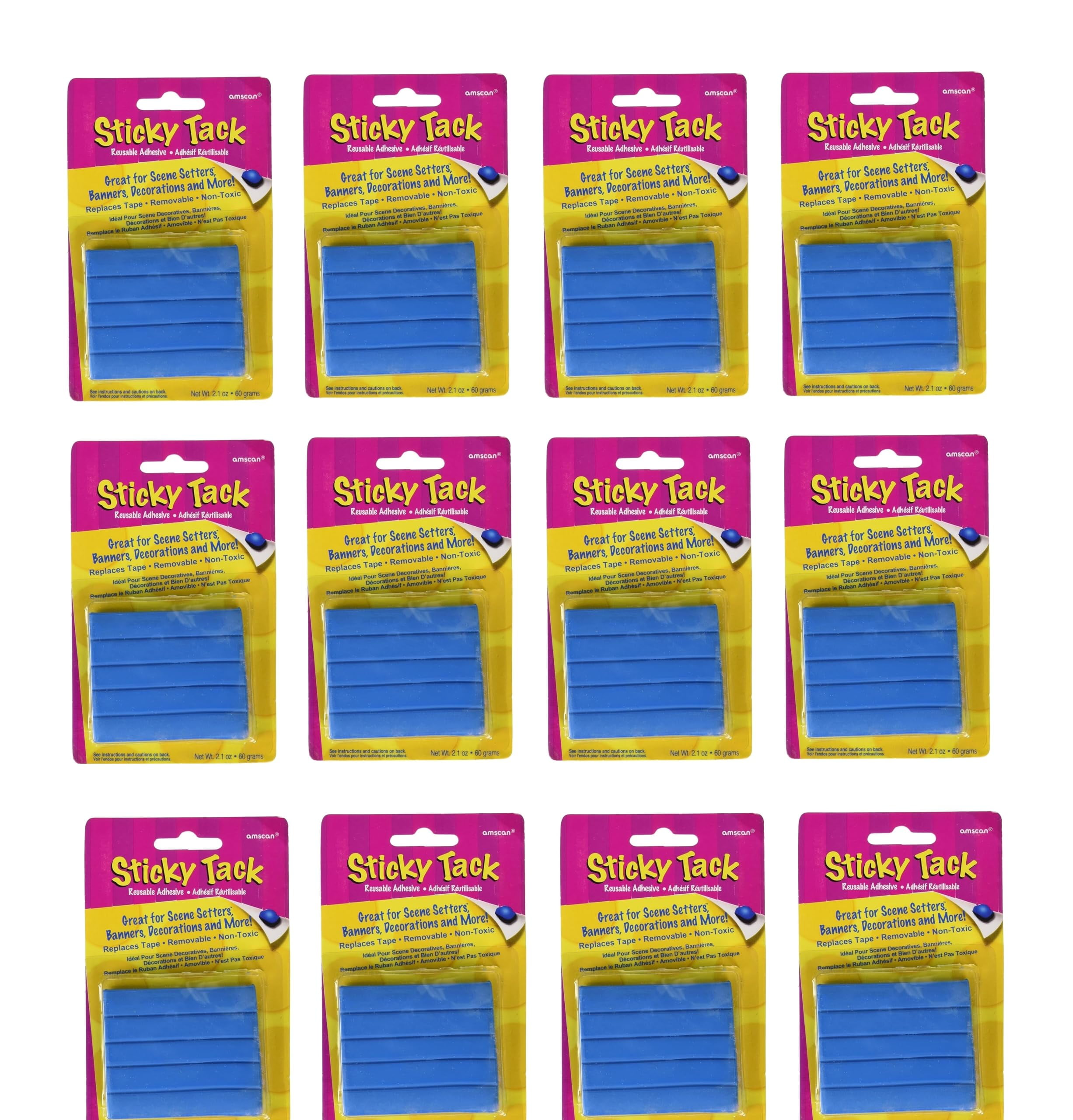 (12 Pack) No Mess & Damage-Free Strong Adhesive Blue Sticky Tack - 2.1 ...