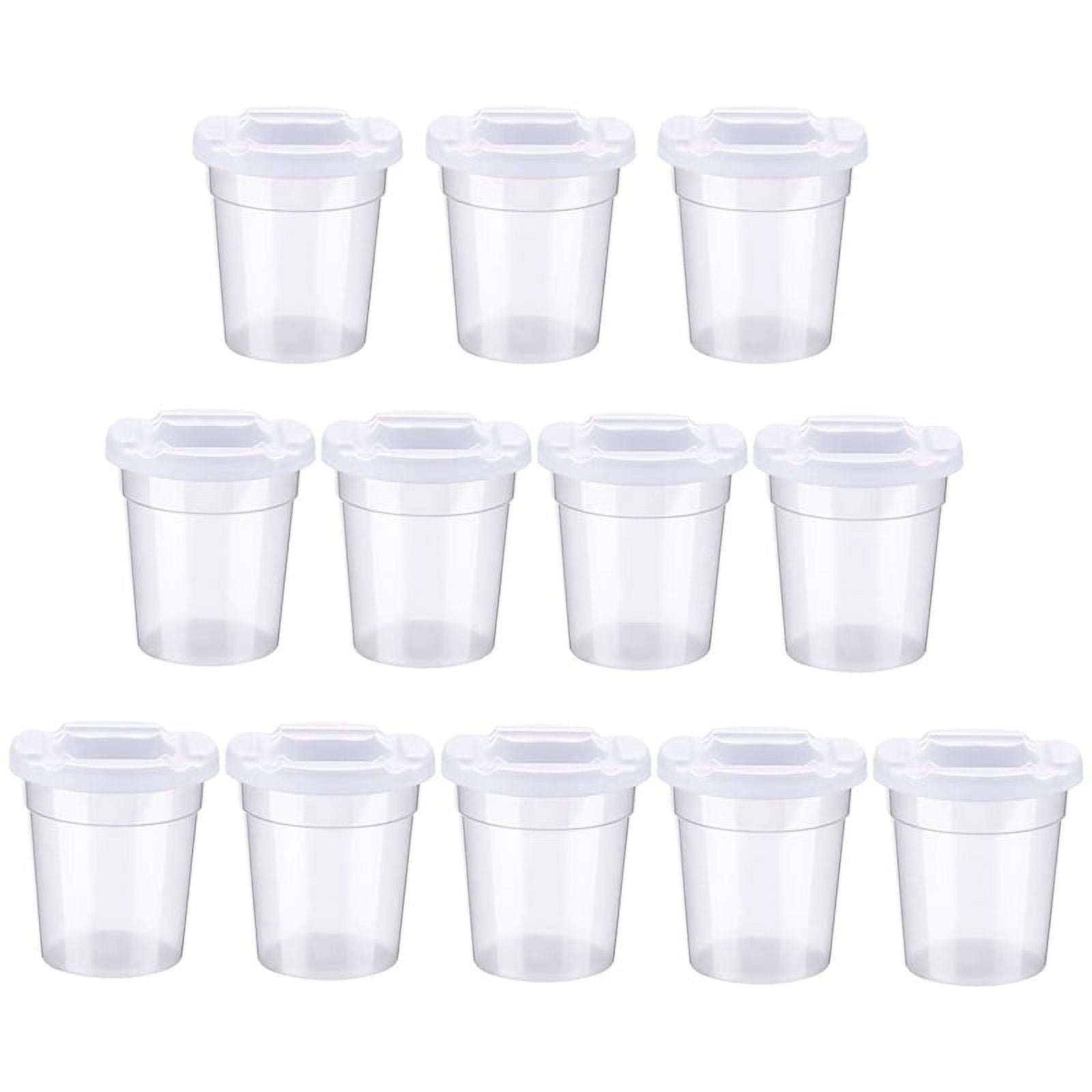 12 Pack No Spill White Lid Paint Cups Spill Proof Paint Cups Reusable ...