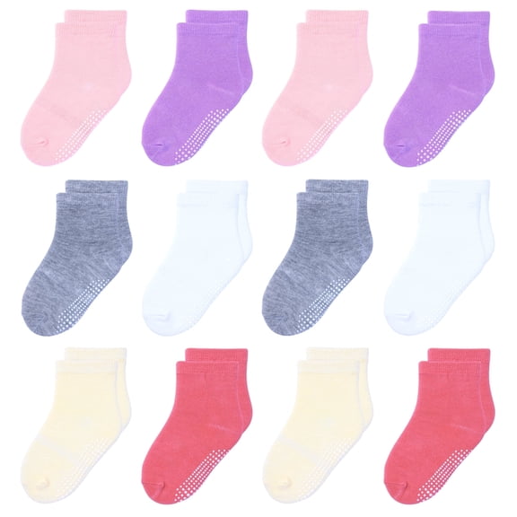 12 Pack Non Slip Kids Toddler Baby Socks with Grips for Boys Girls ...