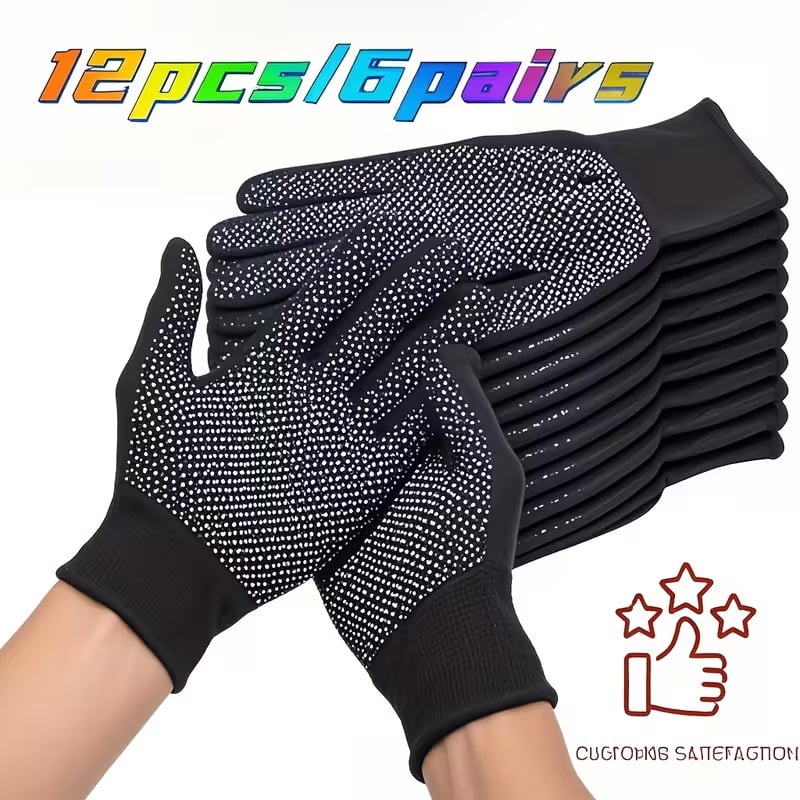 12 Pack Non-Slip Nylon Work Gloves - Lightweight, Breathable, Wear ...