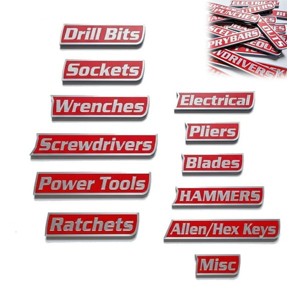12 Pack Of Toolbox Labels 3D Printed Magnetic Toolbox Drawer Tags Tool ...