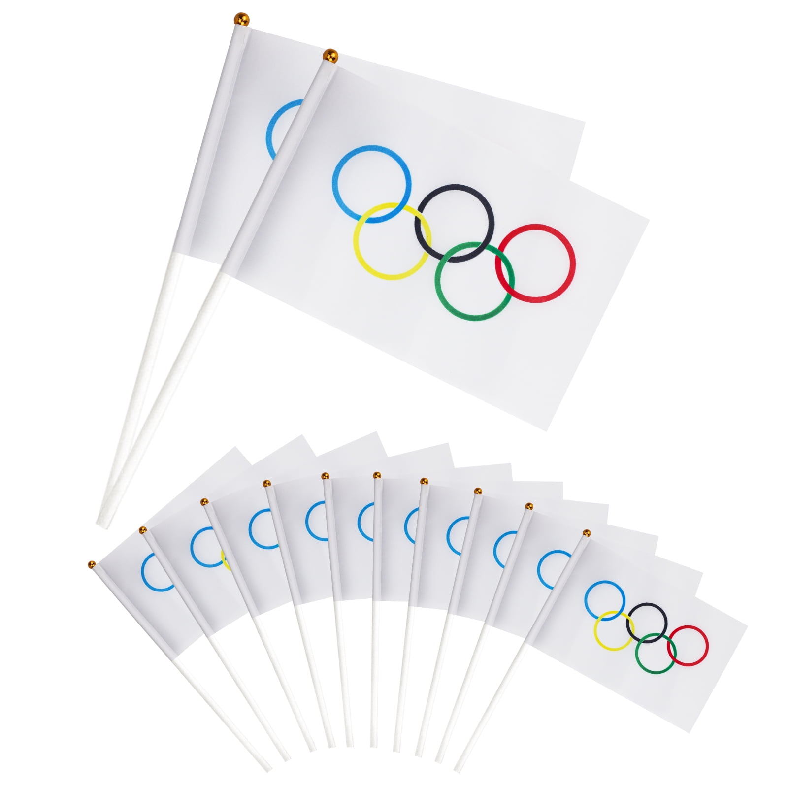 12 Pack Olympic Rings Decorations Flag Handheld Mini Olympic Rings ...