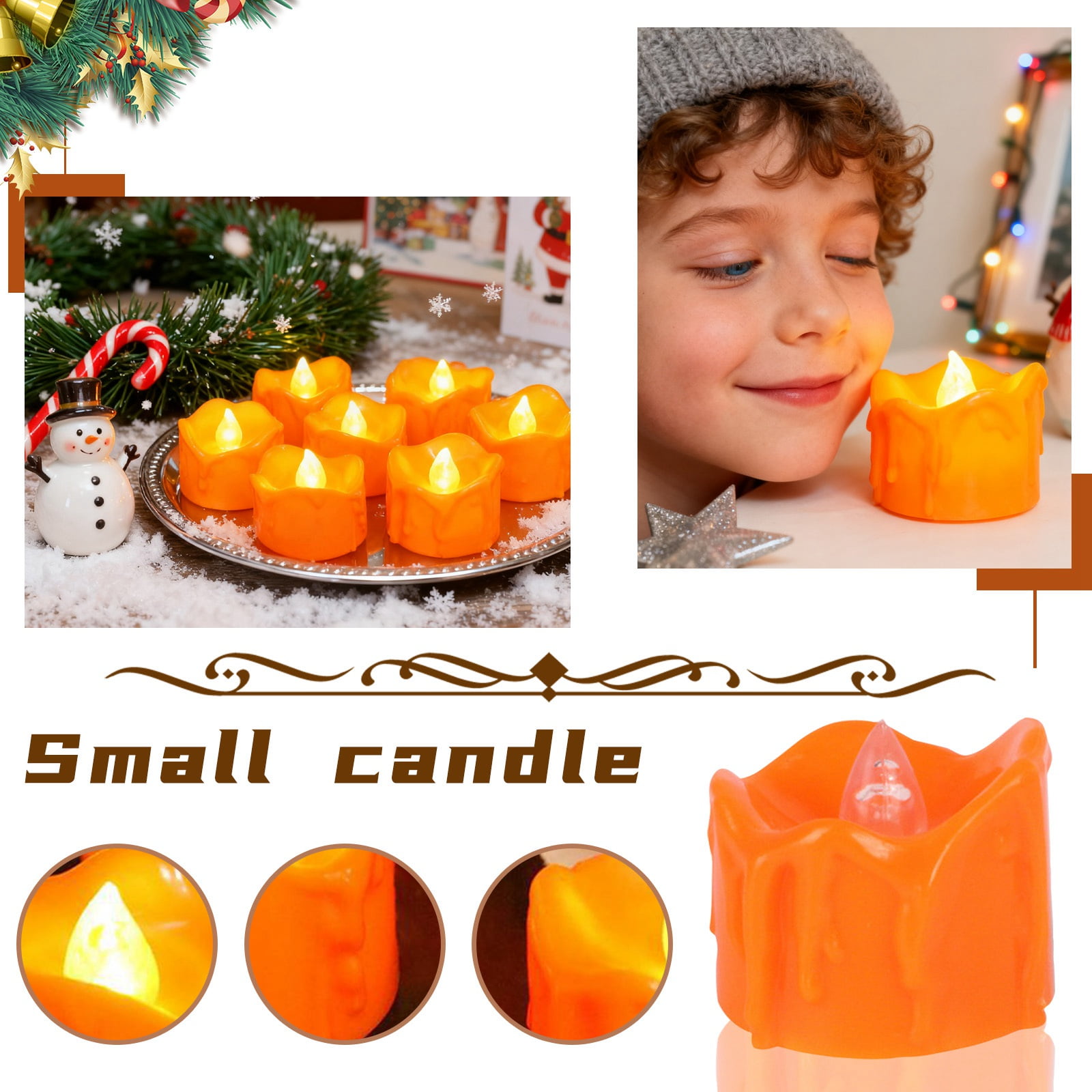12 Pack Orange Tea Lights, Battery Operated LED Tealights, Warm White ...